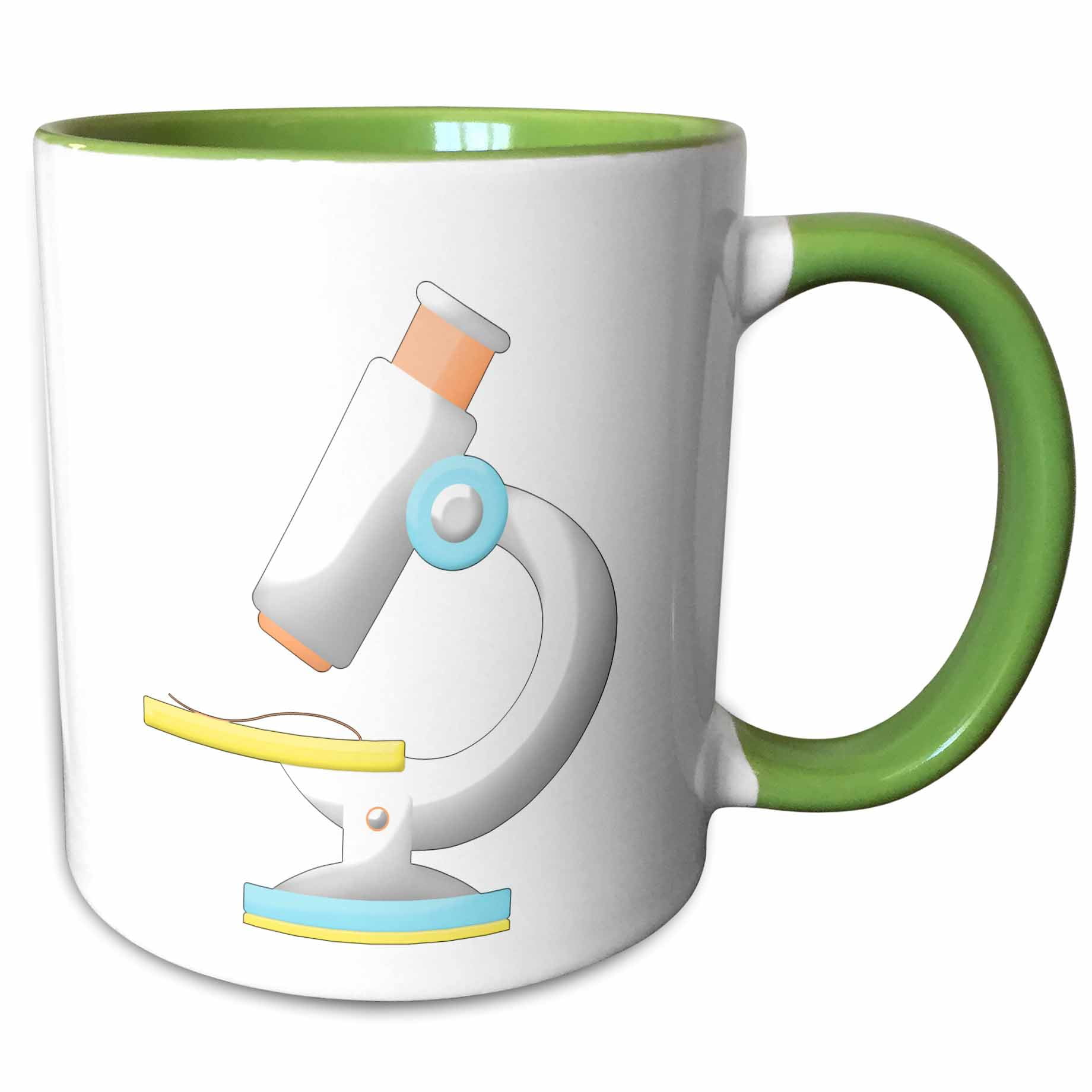 3drose, Peach, Yellow, Aqua, and White Microscope Illustration, 11oz ...