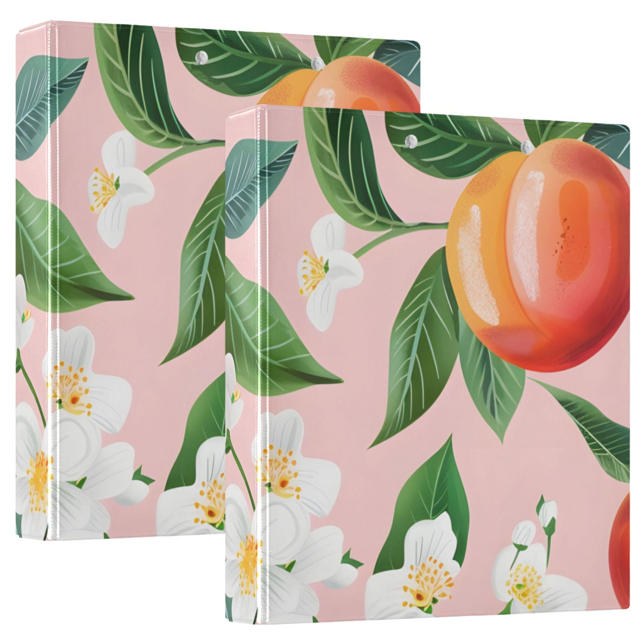 Peach and Cherry Flower Hardcover 3 Ring Binder 1.5 inch Round Rings ...