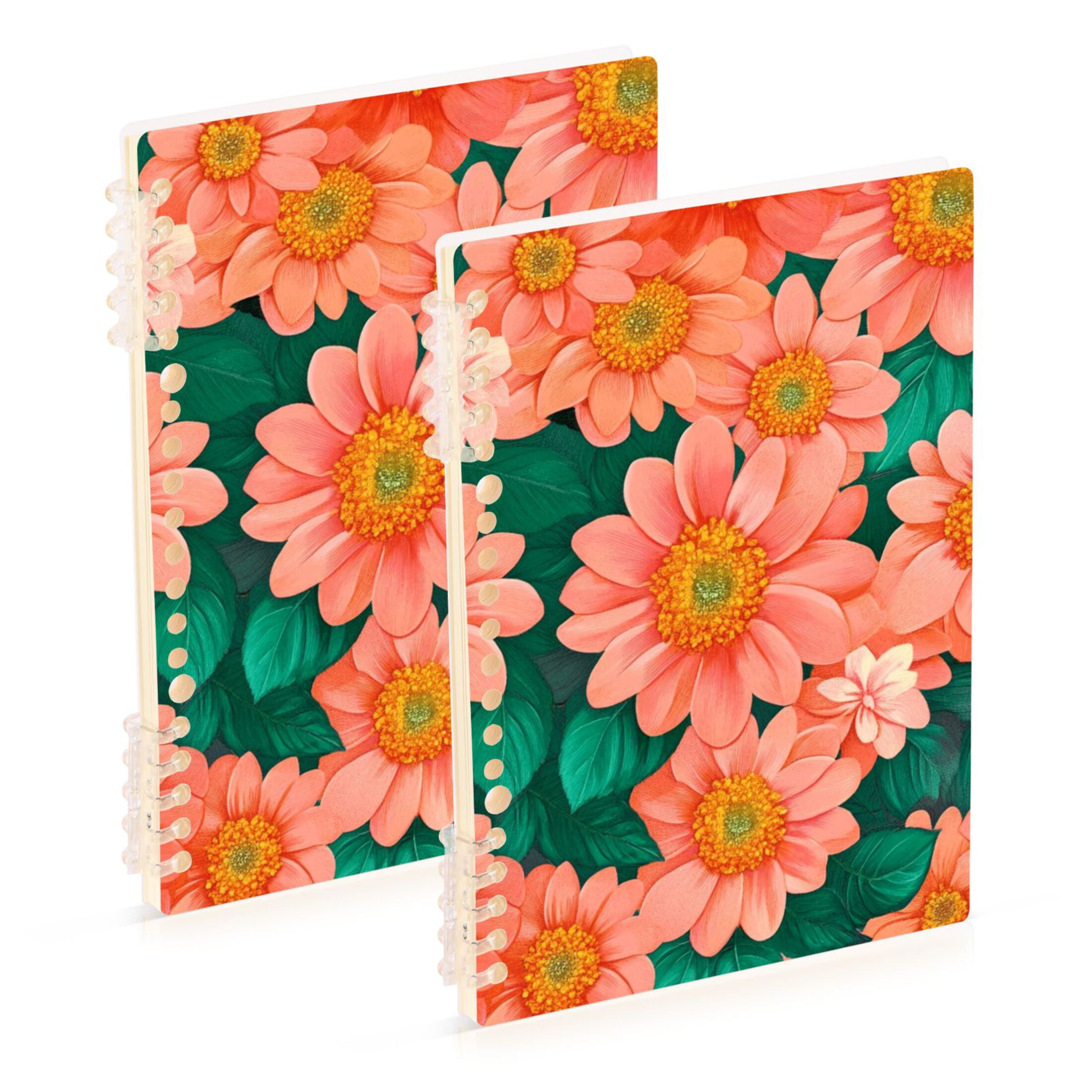 Peach and Coral Flowers Lined Spiral Journal Notebook 60 Pages A5 ...