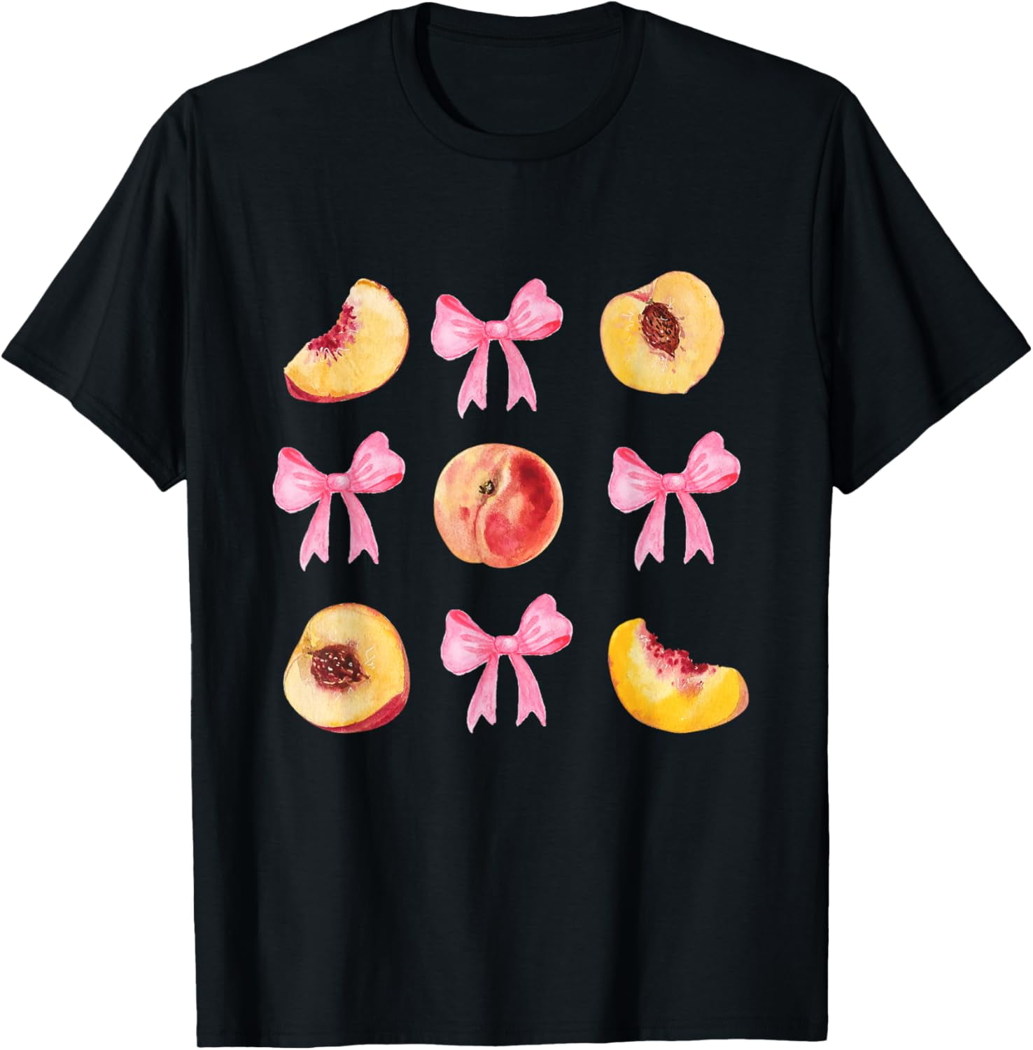 Peach fruit pink bows fruit aesthetic coquette girl peach T-Shirt ...