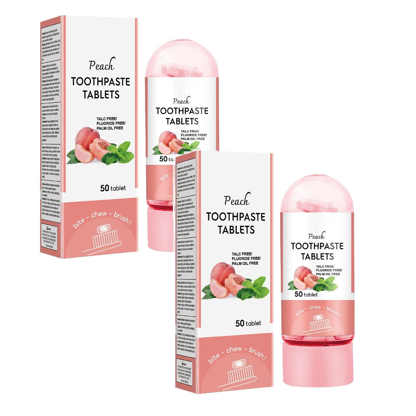 Peach toothpaste Tablets Eco & Travel Friendly toothpaste 50 Tablets ...