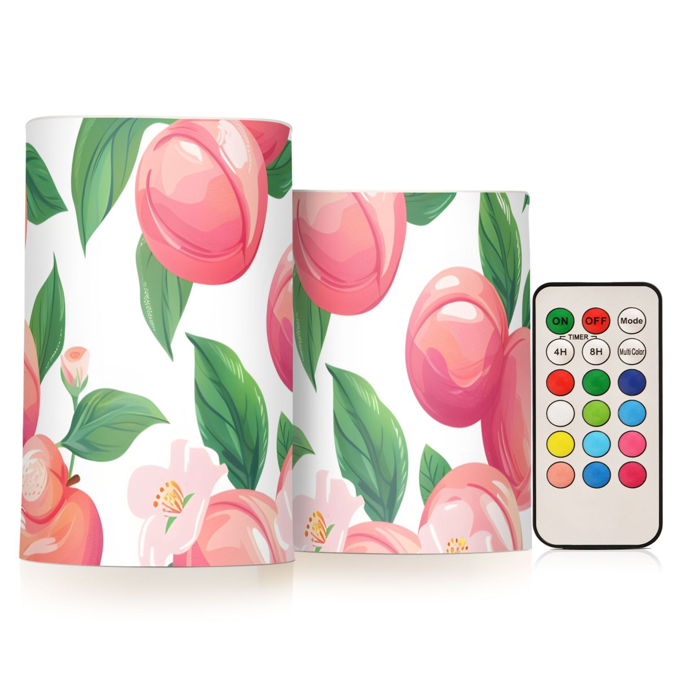 Peach with Leaf Flameless Candles with Remote Timer LED Battery ...