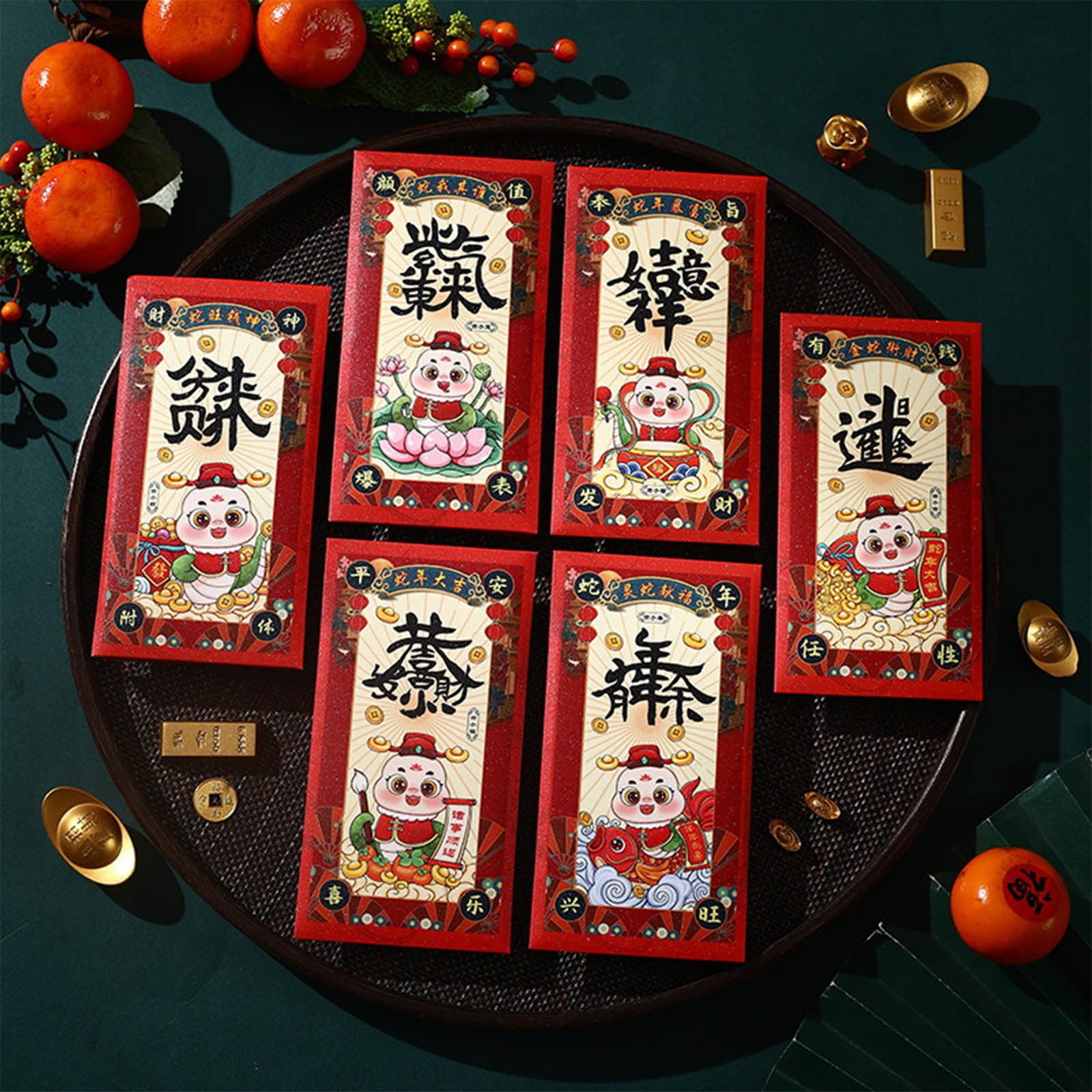 Peacheart 6Pcs Cute Cartoon Snake Chinese New Year Red Envelopes, 2025 ...