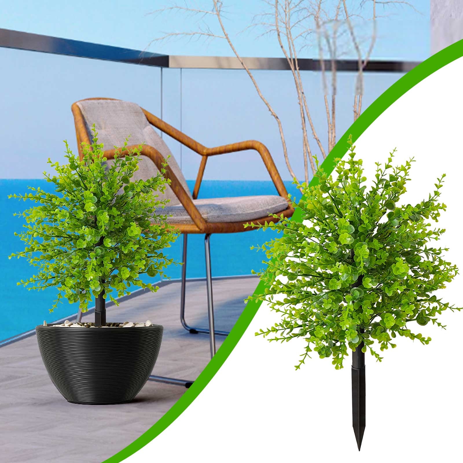 Peacheart Artificial Boxwood Topiary Bush with Spike, 20" UV Resistant ...