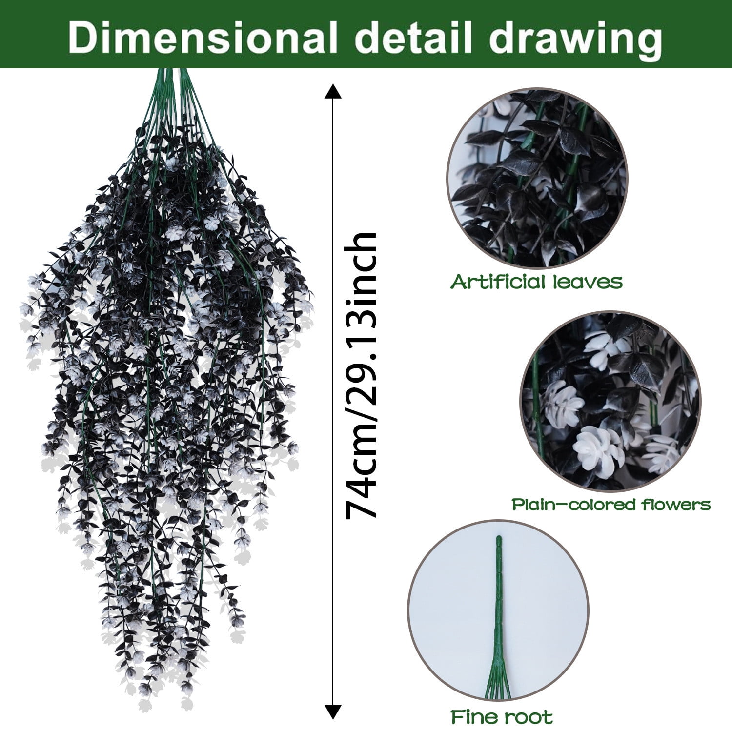 Peacheart Artificial Hanging Flower, Faux Vine Hanging Plant for Spring ...