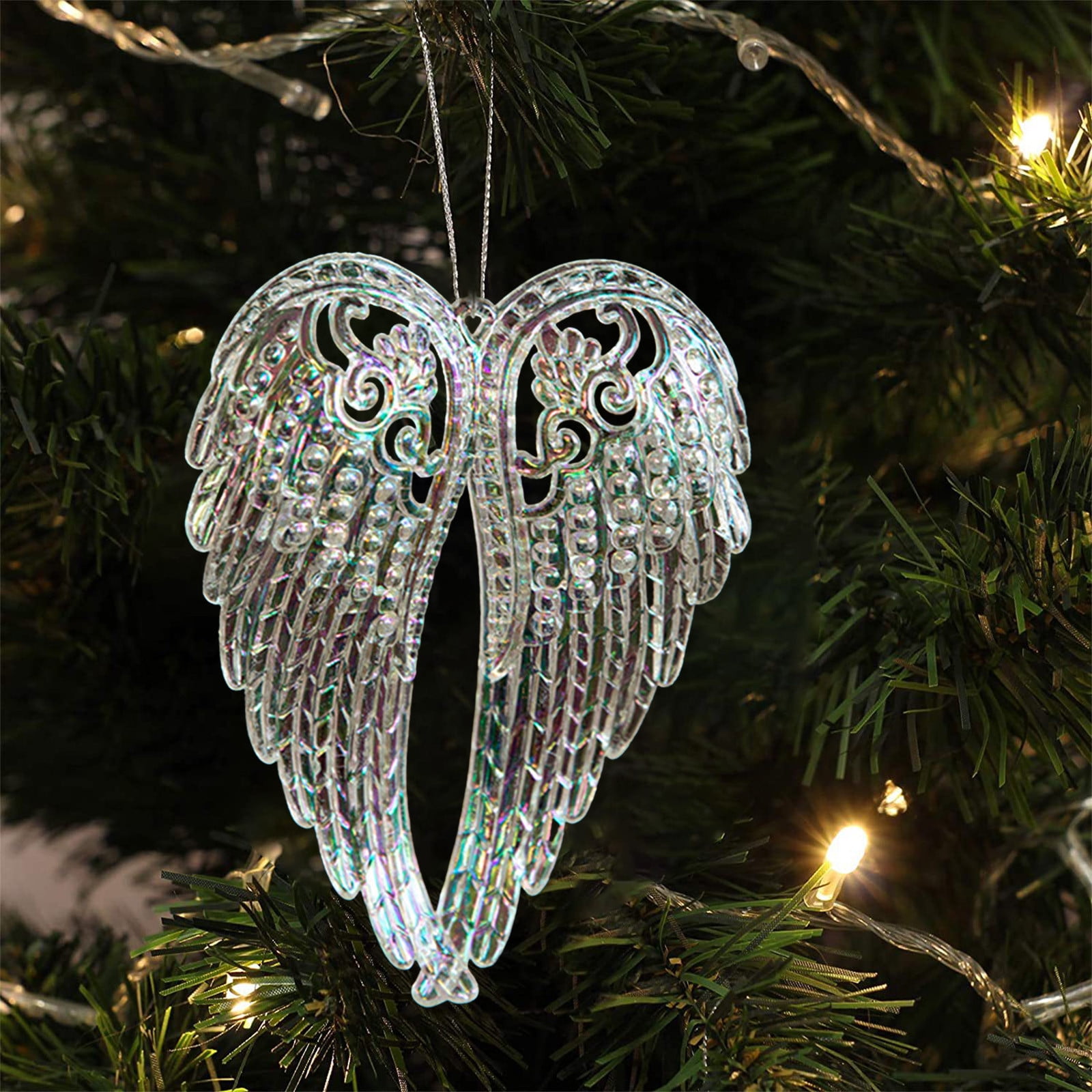 Peacheart Christmas Angel Wings Ornament, Clear Acrylic Crystal Angel ...