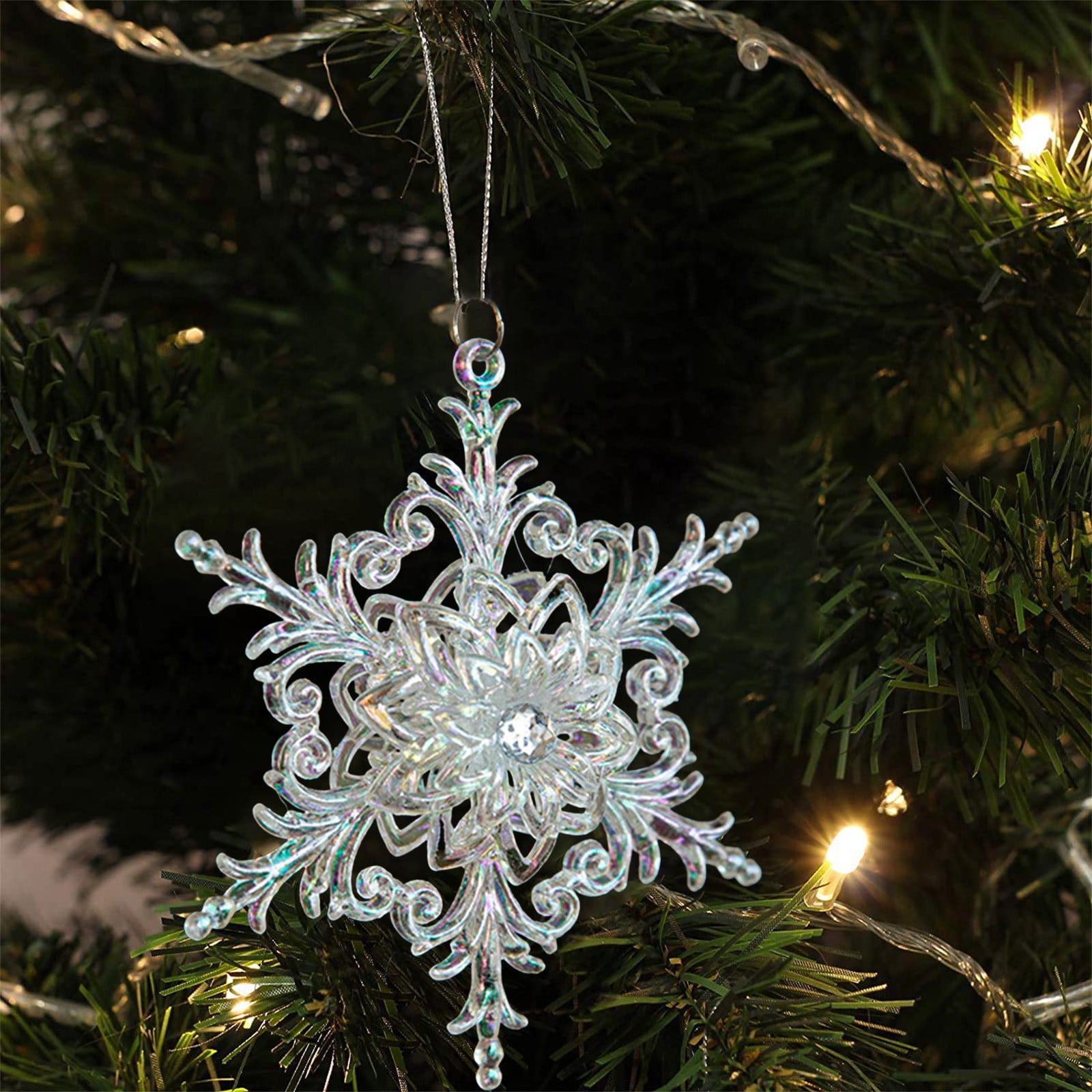 Peacheart Christmas Snowflake Ornament, Clear Acrylic Crystal Snowflake ...
