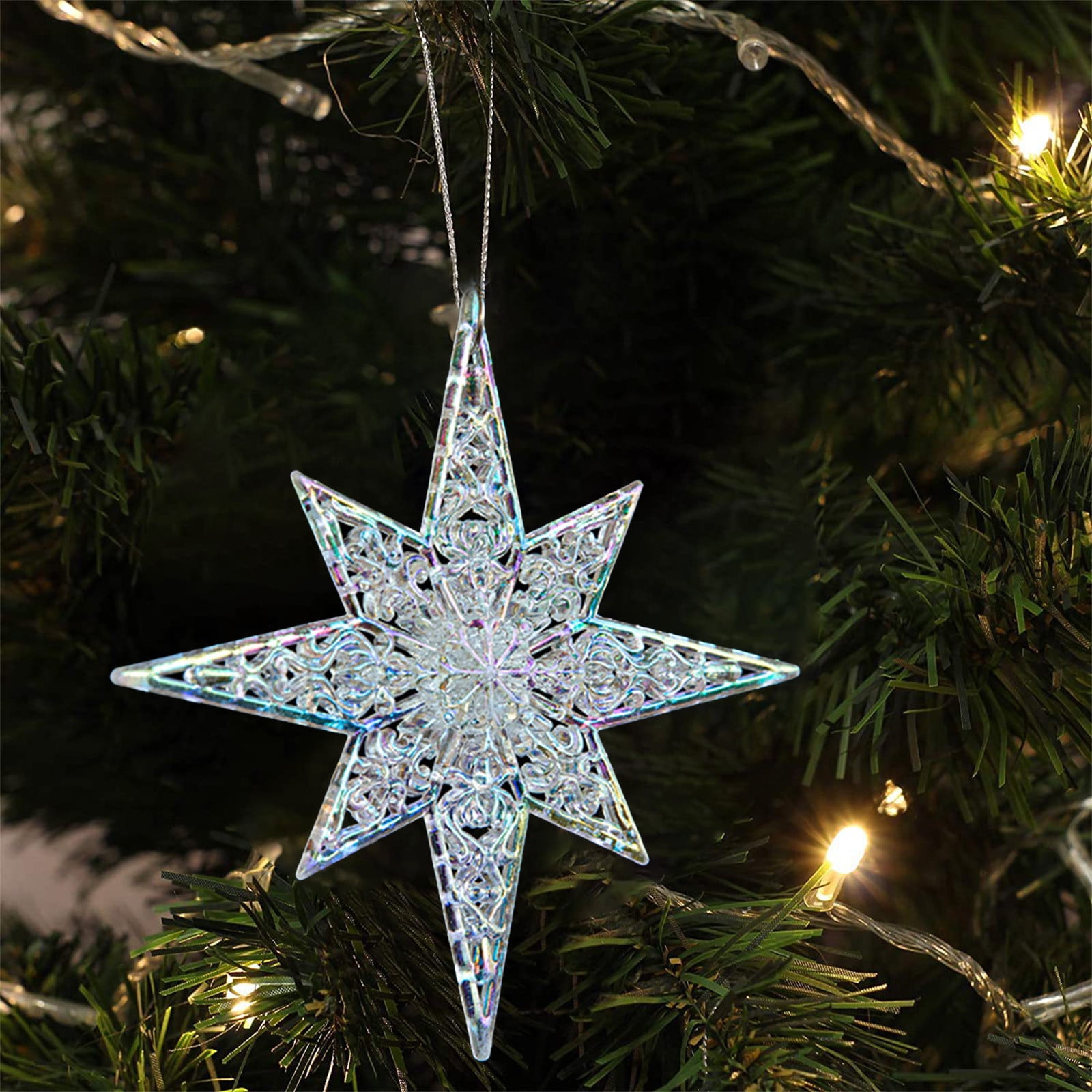 Peacheart Christmas Star Ornament, Clear Acrylic Crystal Star Christmas ...