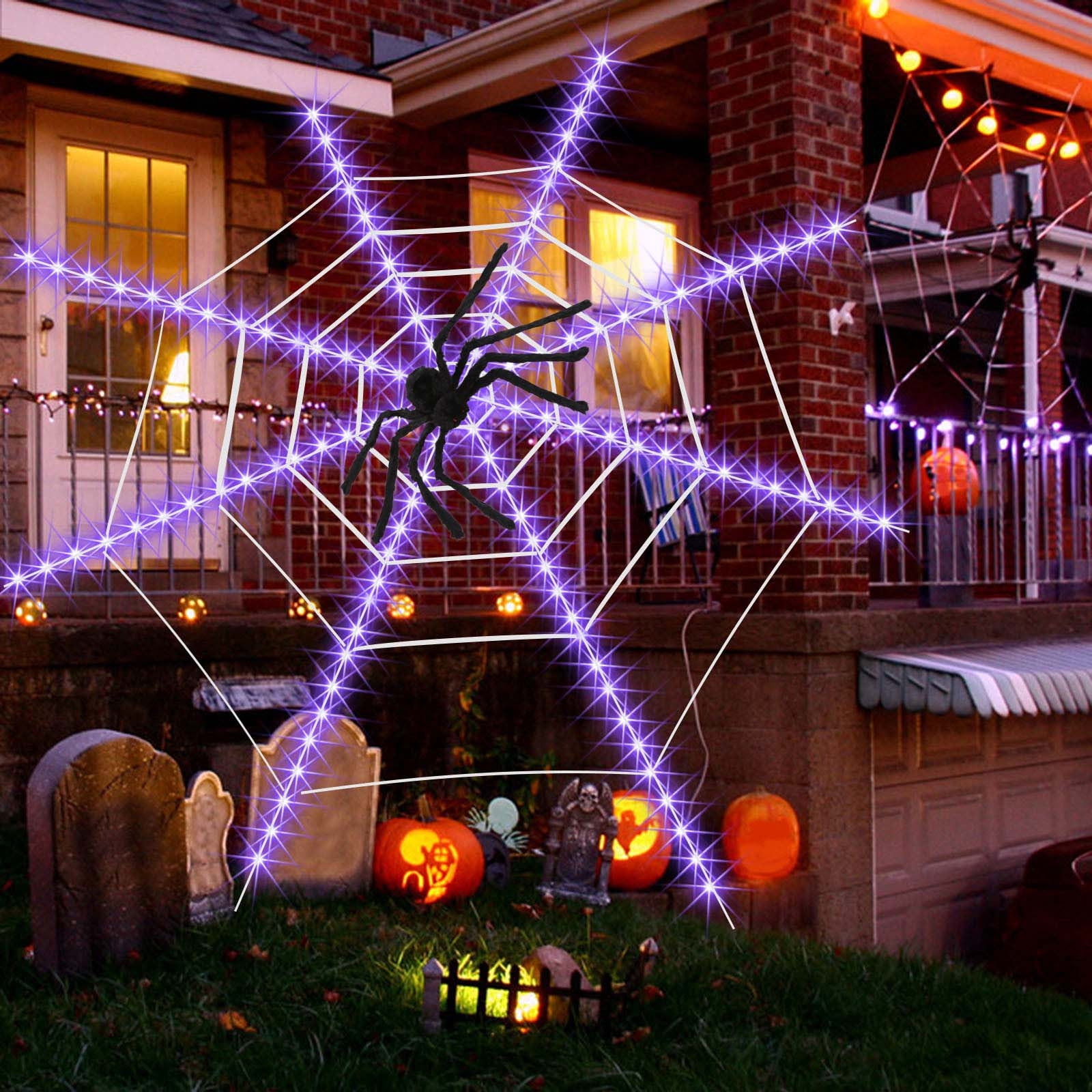 Peacheart Halloween Spider Webs Lights Decorations, 120LEDs 12FT Spider ...