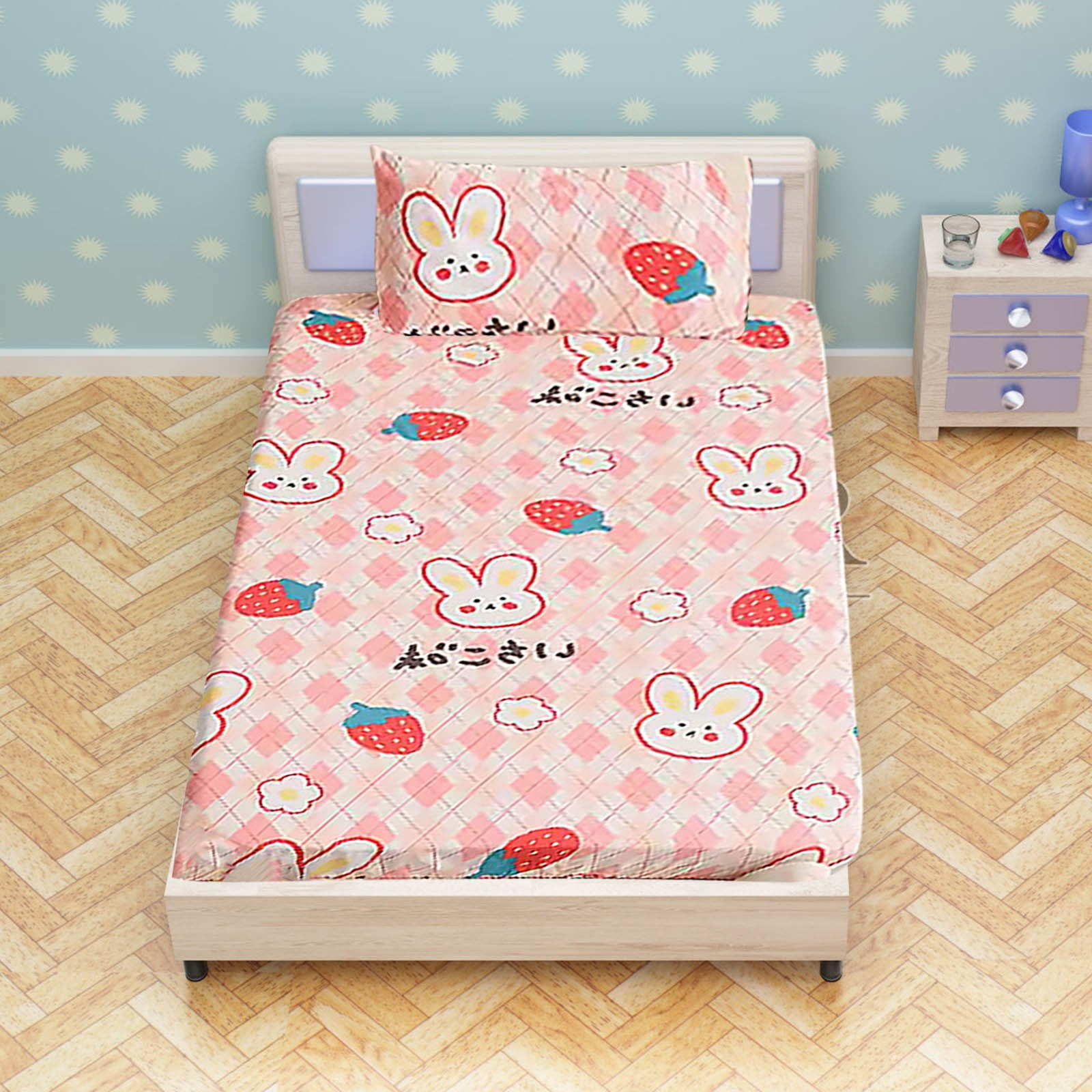 Peacheart Kids Fitted Sheet Twin Size, Cute Cartoon Cotton Fitted Sheet ...
