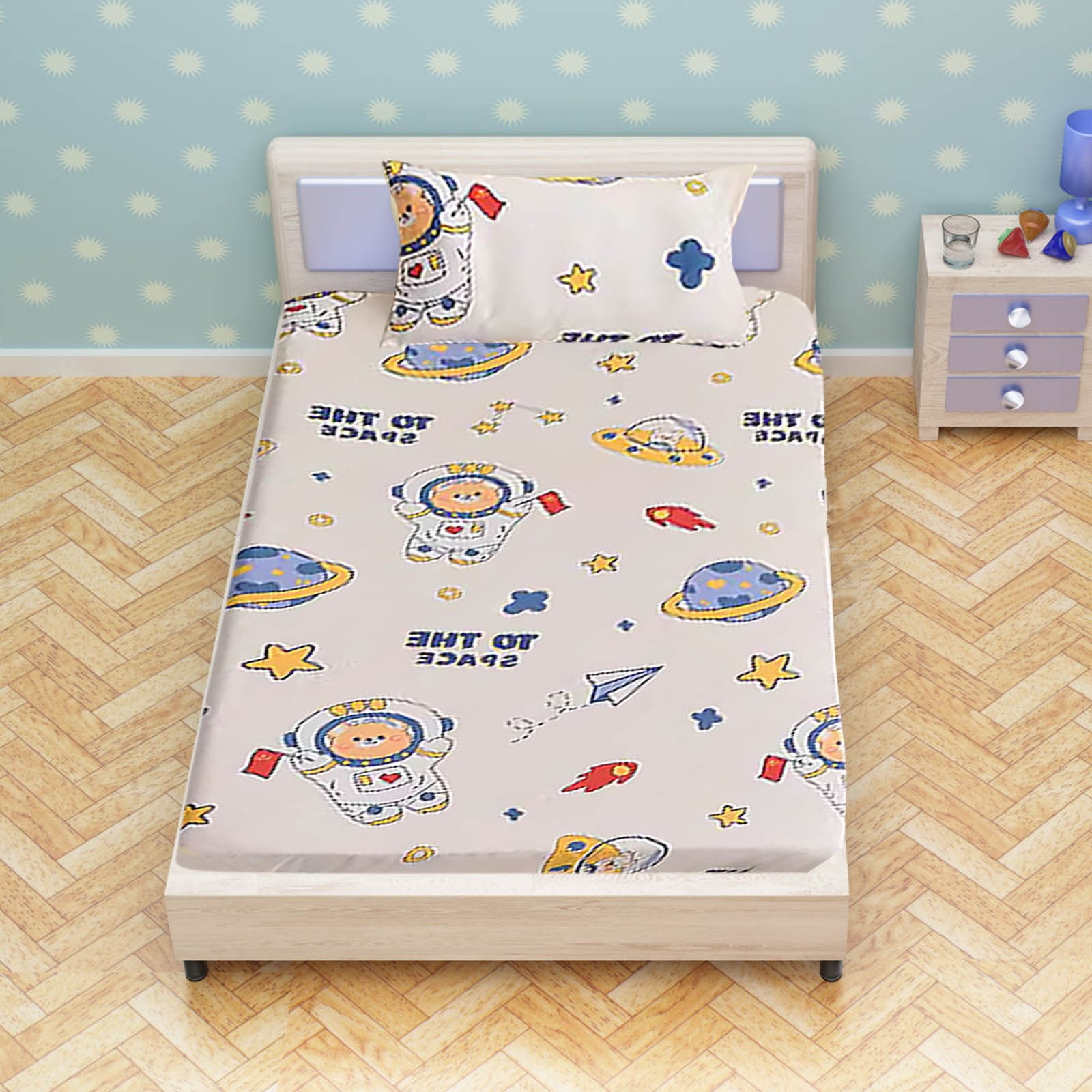 Peacheart Kids Fitted Sheet Twin Size, Cute Cartoon Cotton Fitted Sheet ...