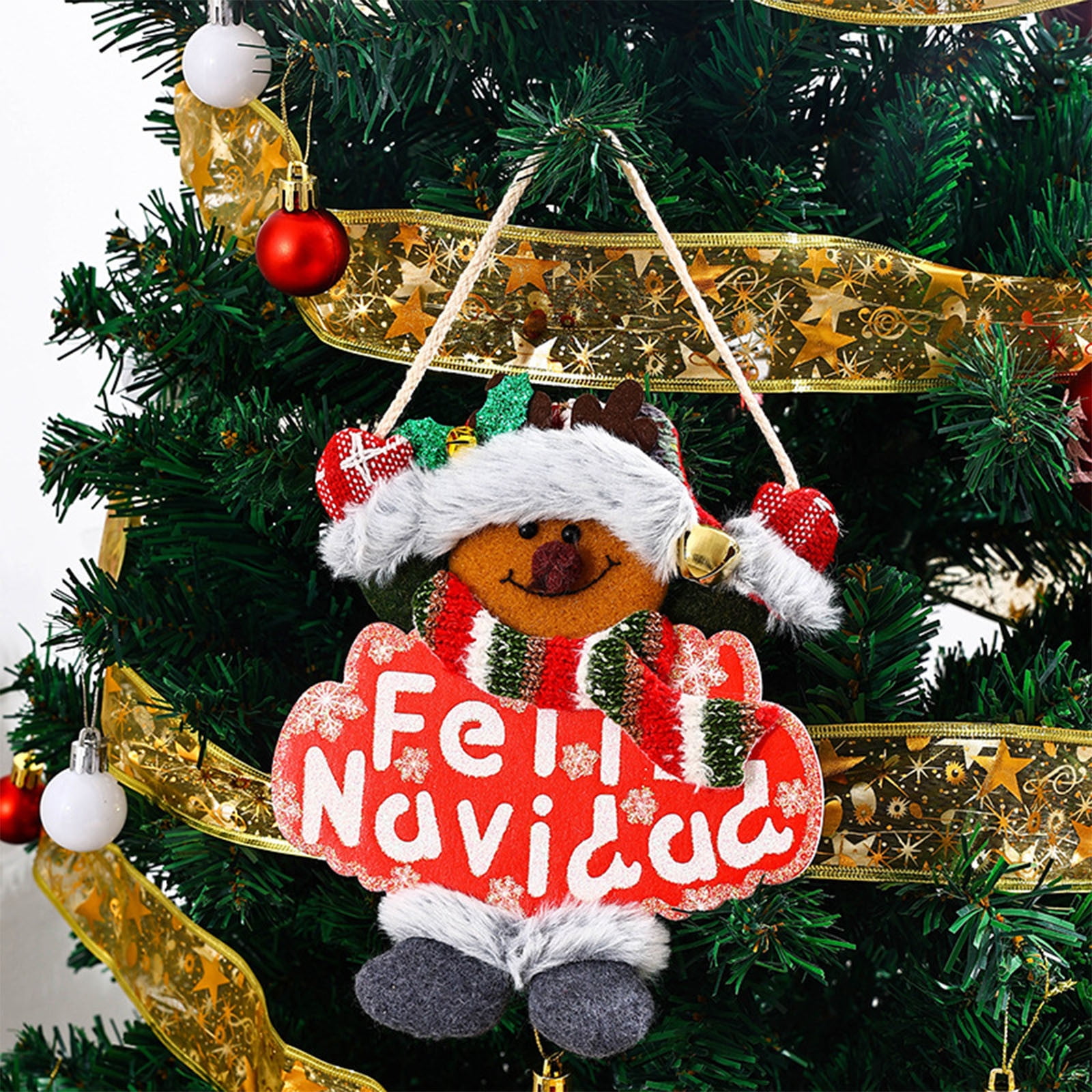 Peacheart Mexican Christmas Wooden Door Sign, Plush Reindeer Feliz ...