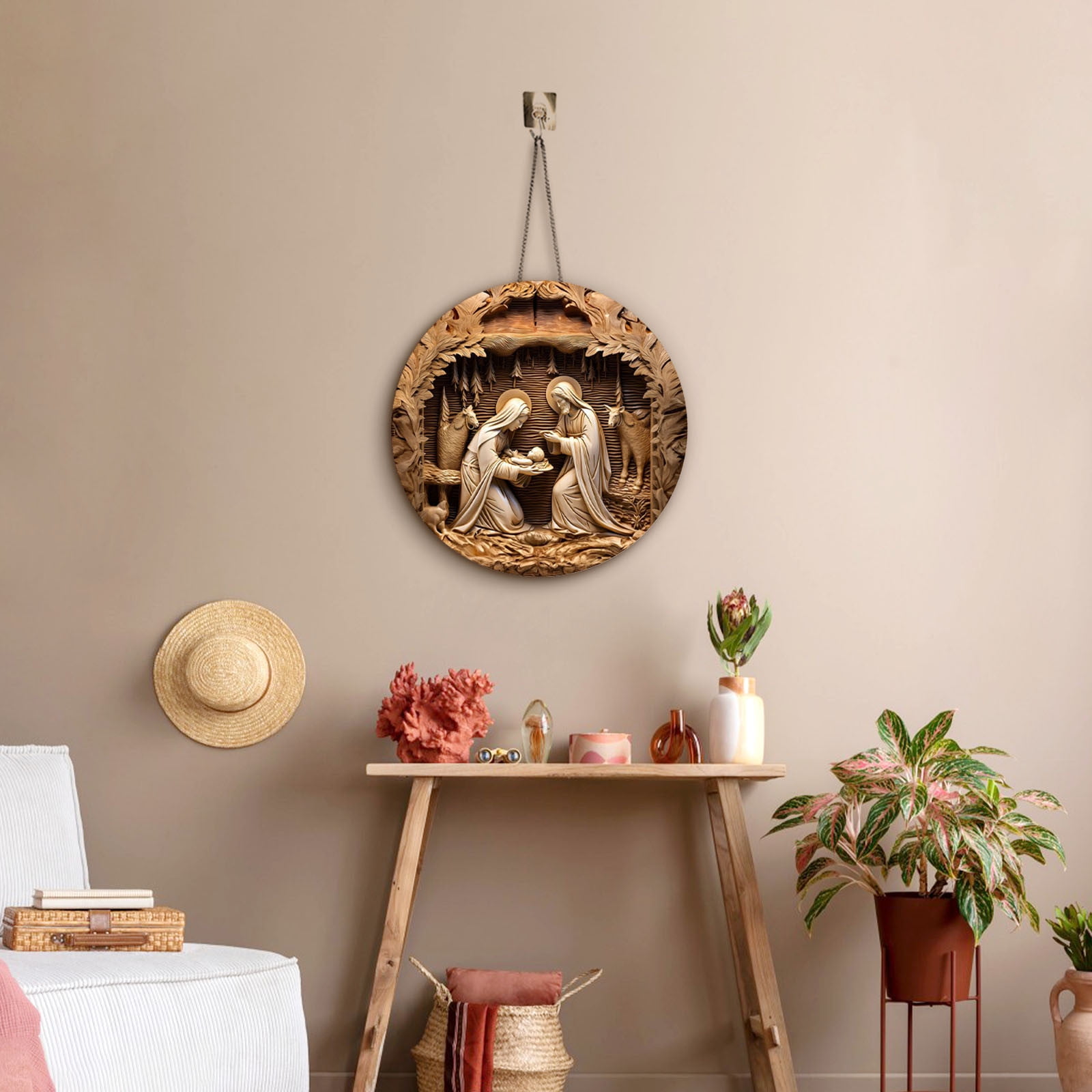 Peacheart Nativity Scene Door Sign, The Birth of Jesus Christmas Door ...