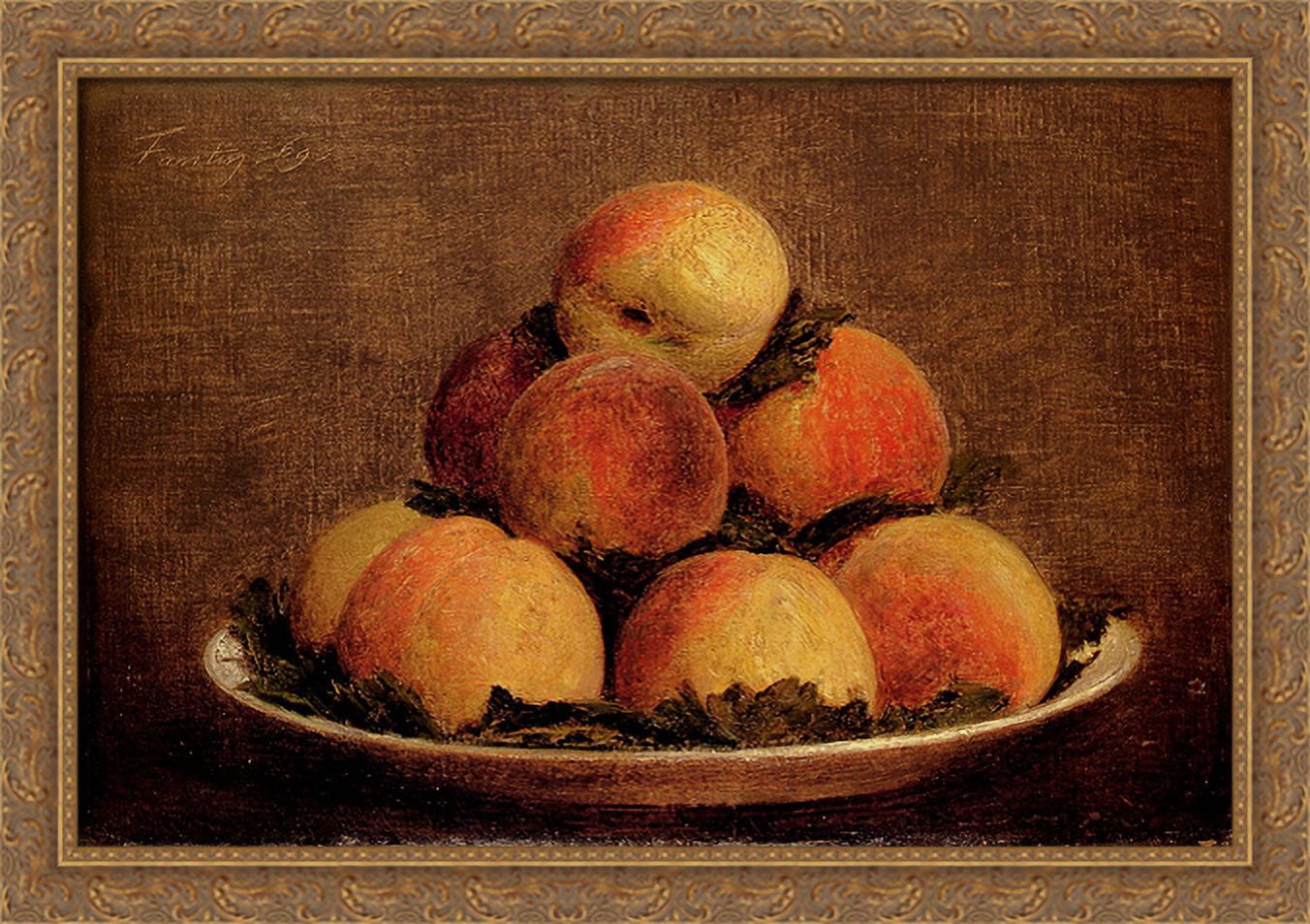 Peaches 38x28 Large Gold Ornate Wood Framed Canvas Art by Ignace Henri ...