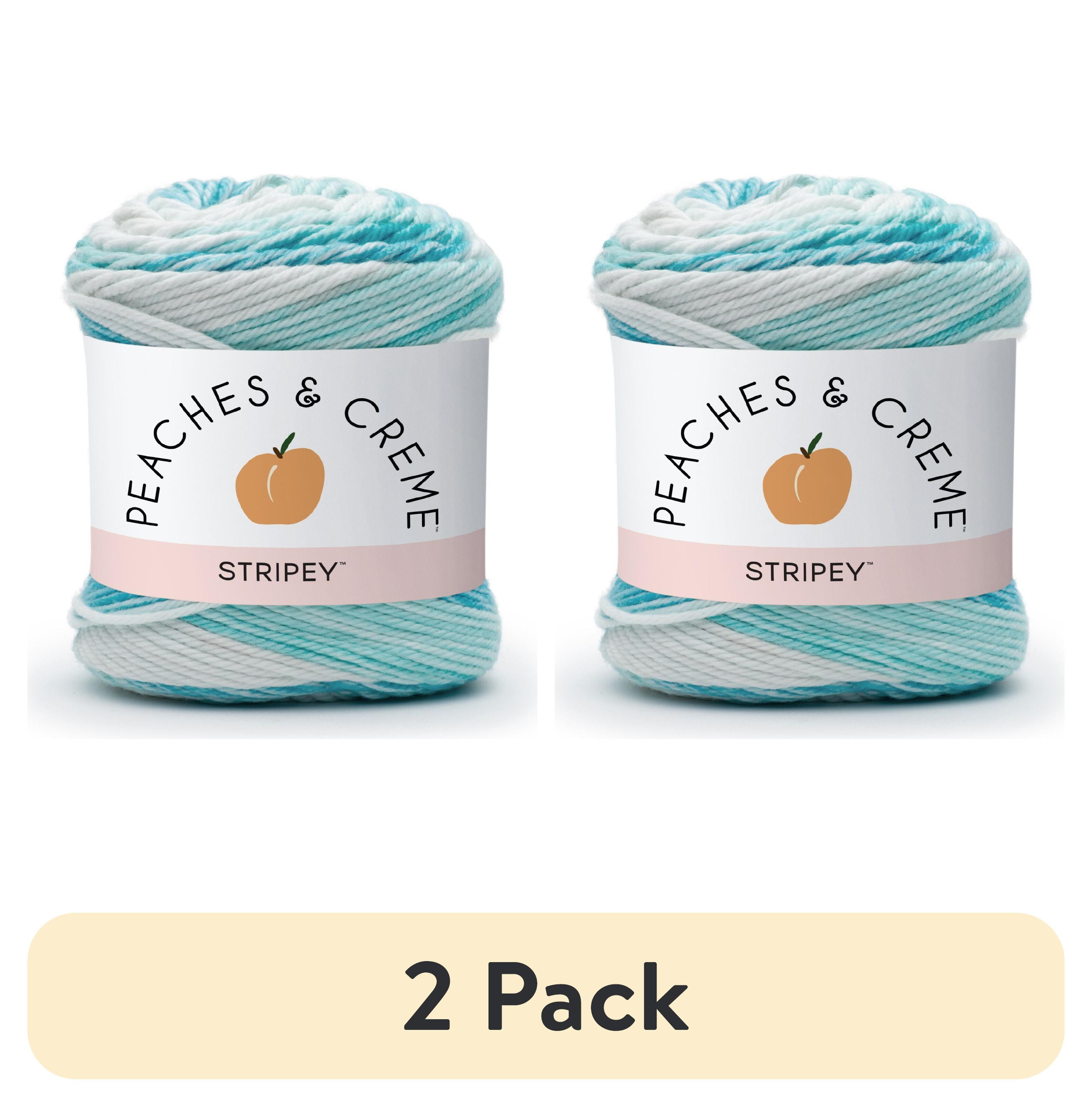 (2 pack) Peaches & Crème Stripey Cotton Yarn, (56.7g/2oz), Spring Blue ...
