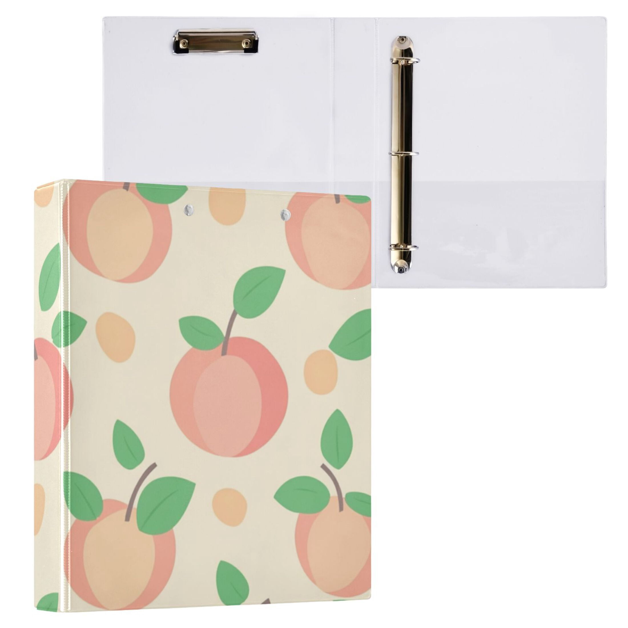 Peaches Leaves Pastel Color Round Ring Binder 3 Rings 1.5" Capacity ...