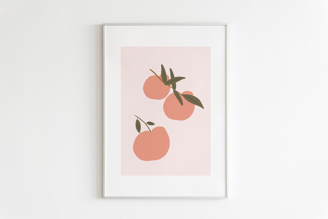 Peaches Print,Peaches Wall Art,Abstract Wall Art,Fruits Print,Peaches ...