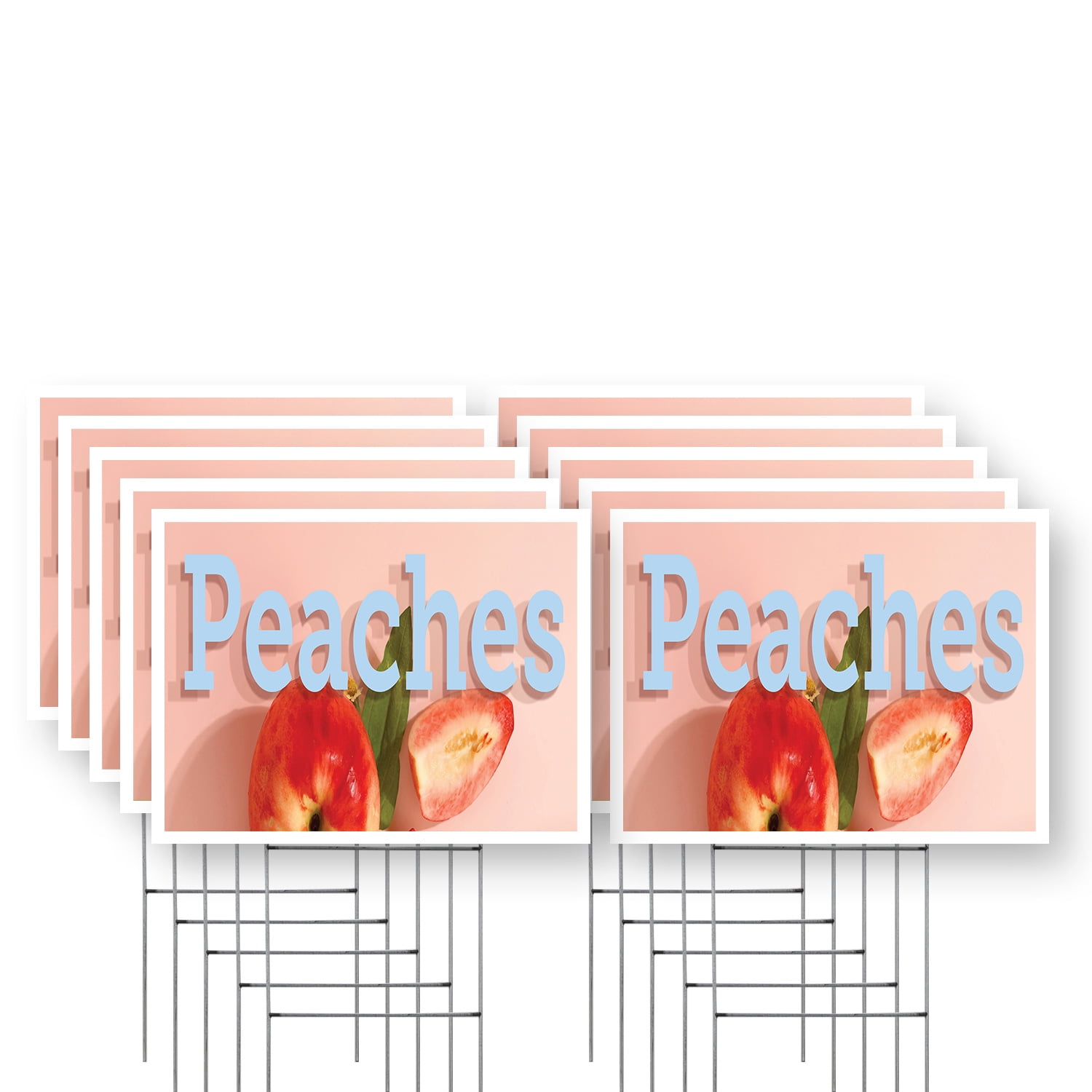 Peaches Yard Sign 10 Pack of 12 Inch x 16 Inch Single Sided ...