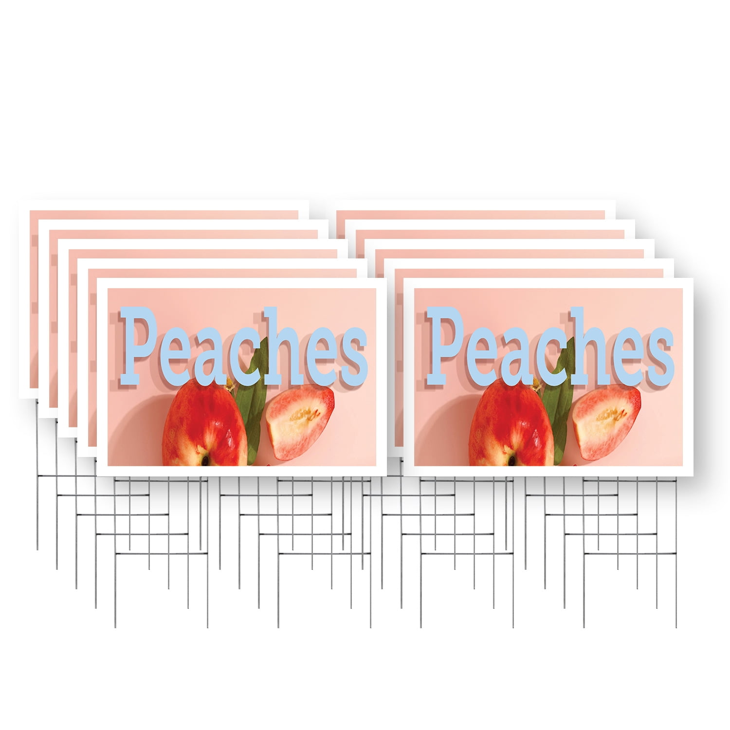 Peaches Yard Sign 10 Pack of 24 Inch x 36 Inch Single Sided ...
