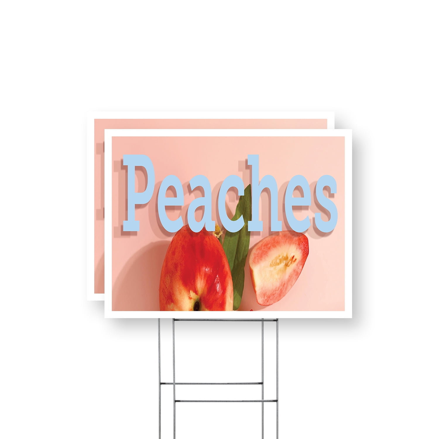 Peaches Yard Sign 2 Pack of 12 Inch x 16 Inch Double Sided Weatherproof ...