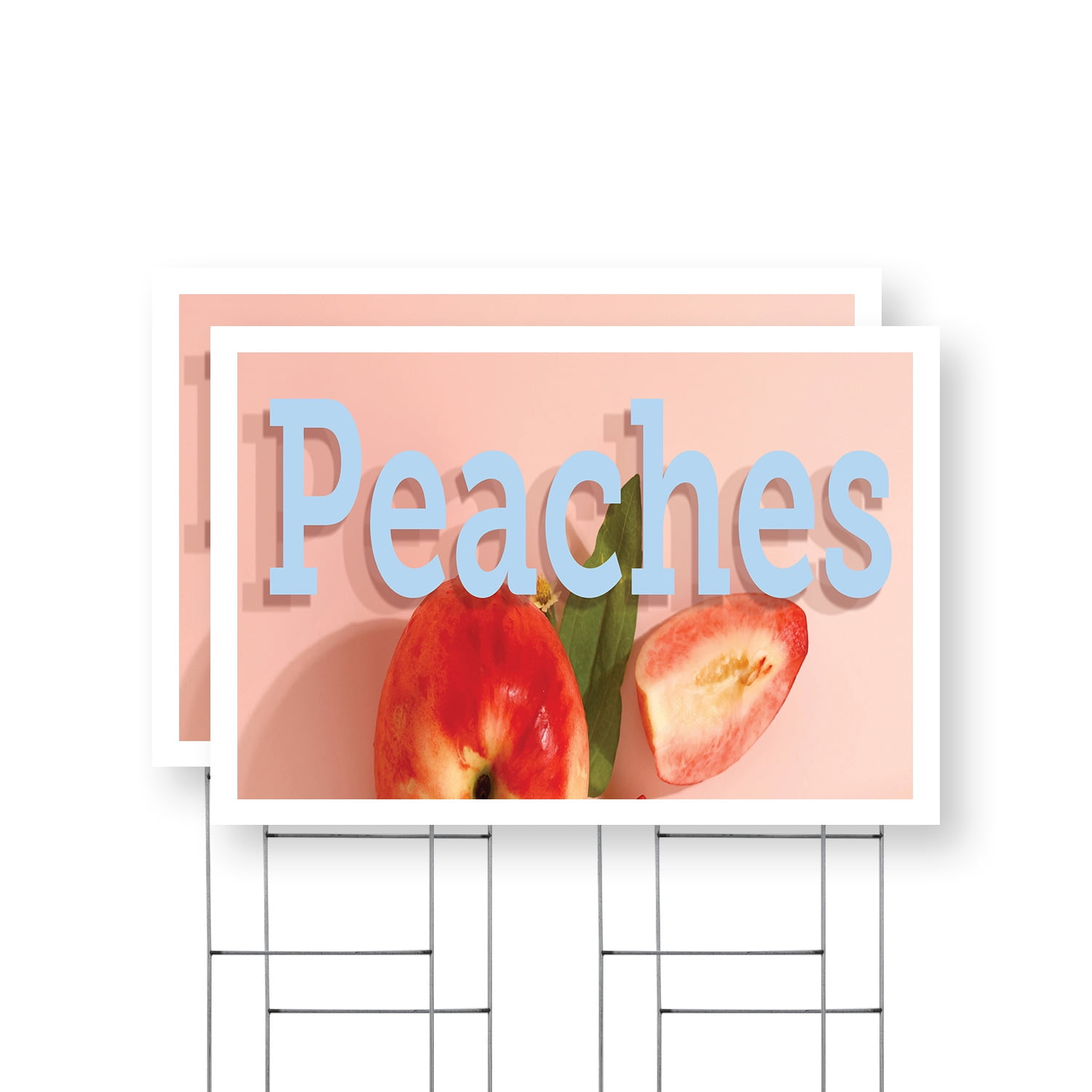 Peaches Yard Sign 2 Pack of 24 Inch x 36 Inch Double Sided Weatherproof ...