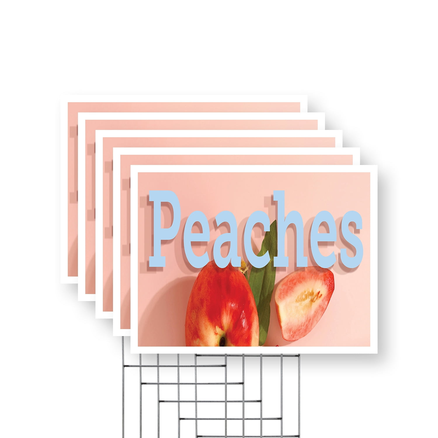 Peaches Yard Sign 5 Pack of 12 Inch x 16 Inch Double Sided Weatherproof ...