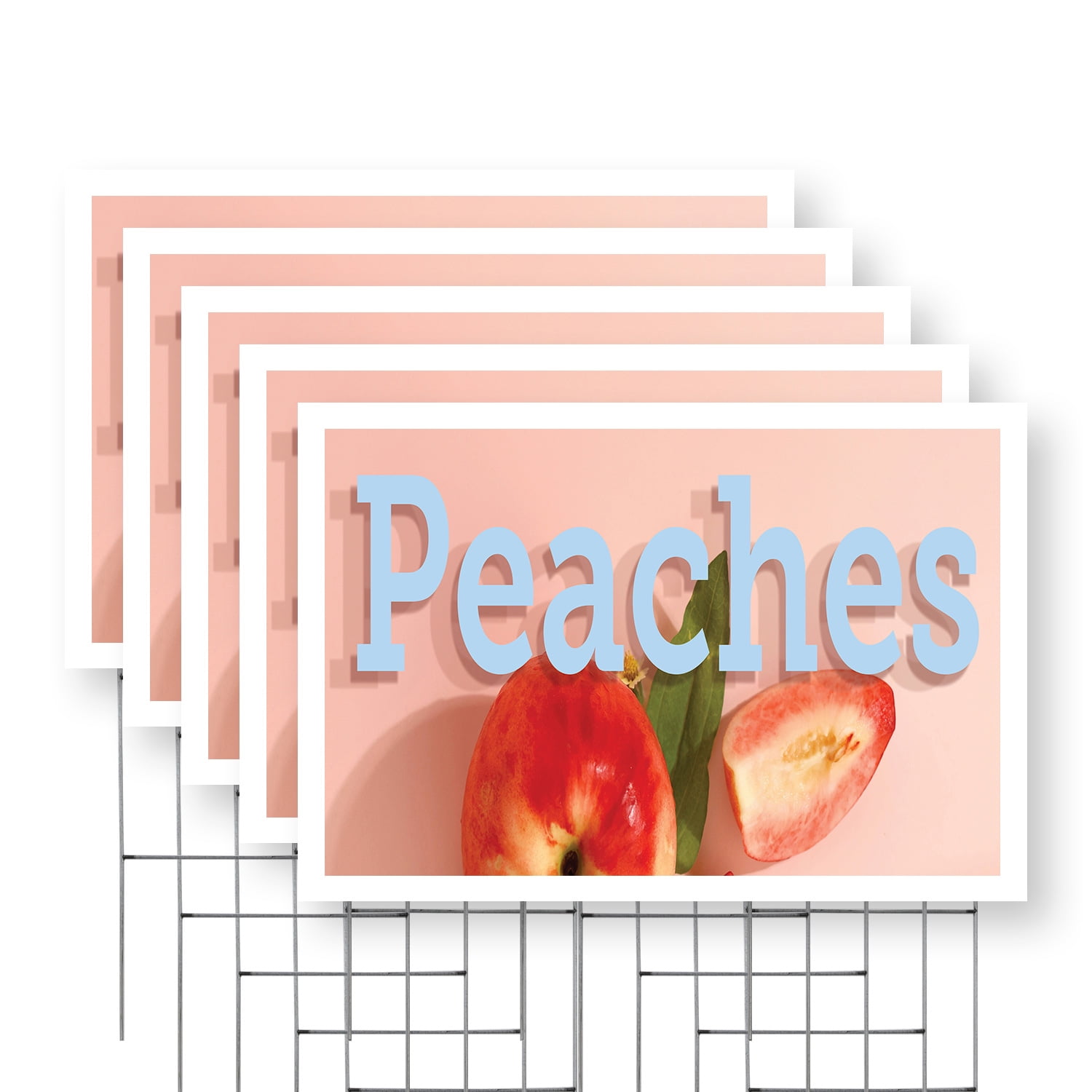 Peaches Yard Sign 5 Pack of 24 Inch x 36 Inch Double Sided Weatherproof ...