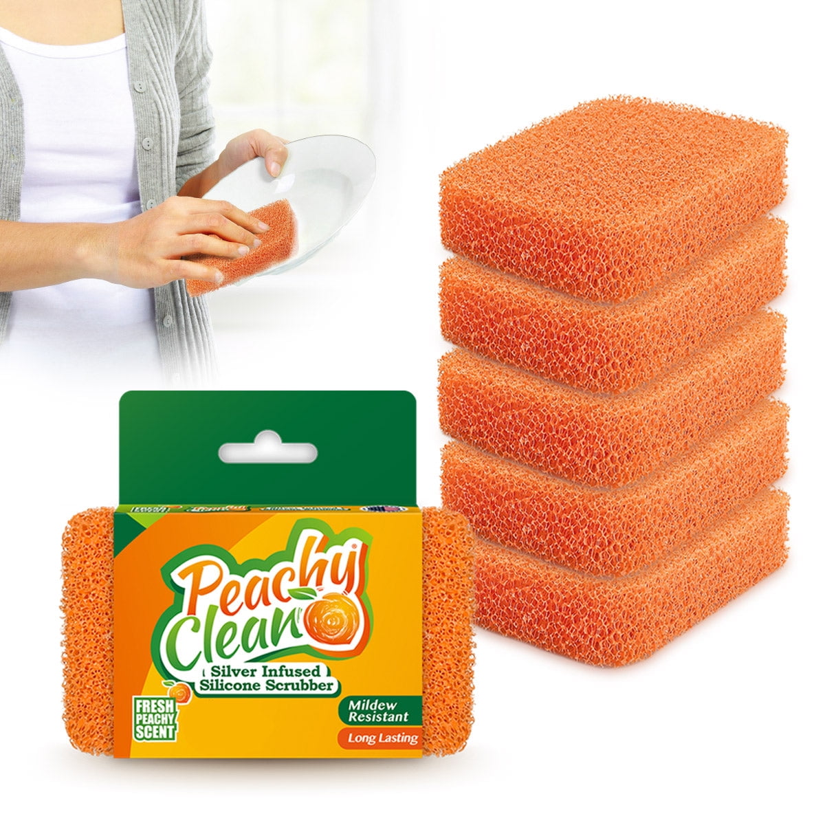 Peachy Clean Sponge, Fresh Peachy Scent. Made in USA. - Walmart.com