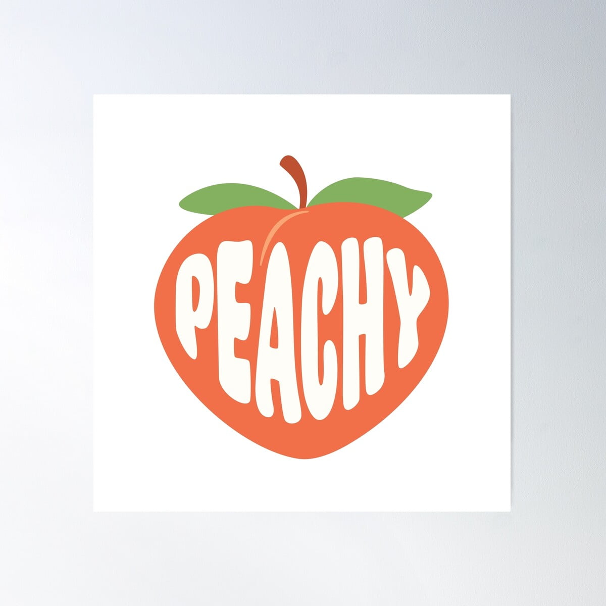 Peachy Fruit Typography Art Poster Wall Art, Modern Wall Decor For ...