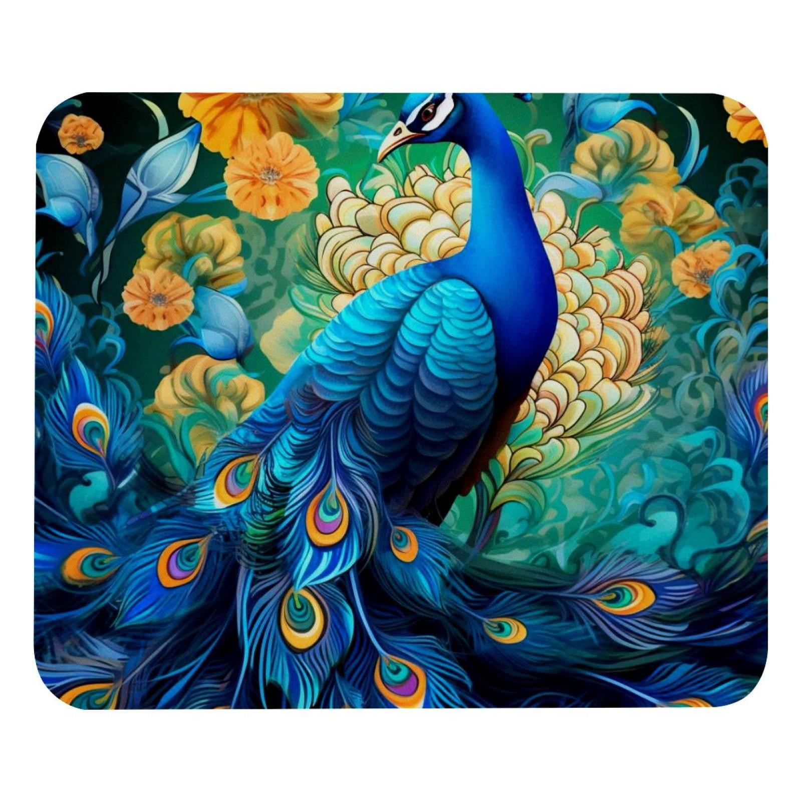 Peacock 8.3x9.8 Inch Square Non-Slip Rubber Bottom Mouse Pad, Desk Pad ...