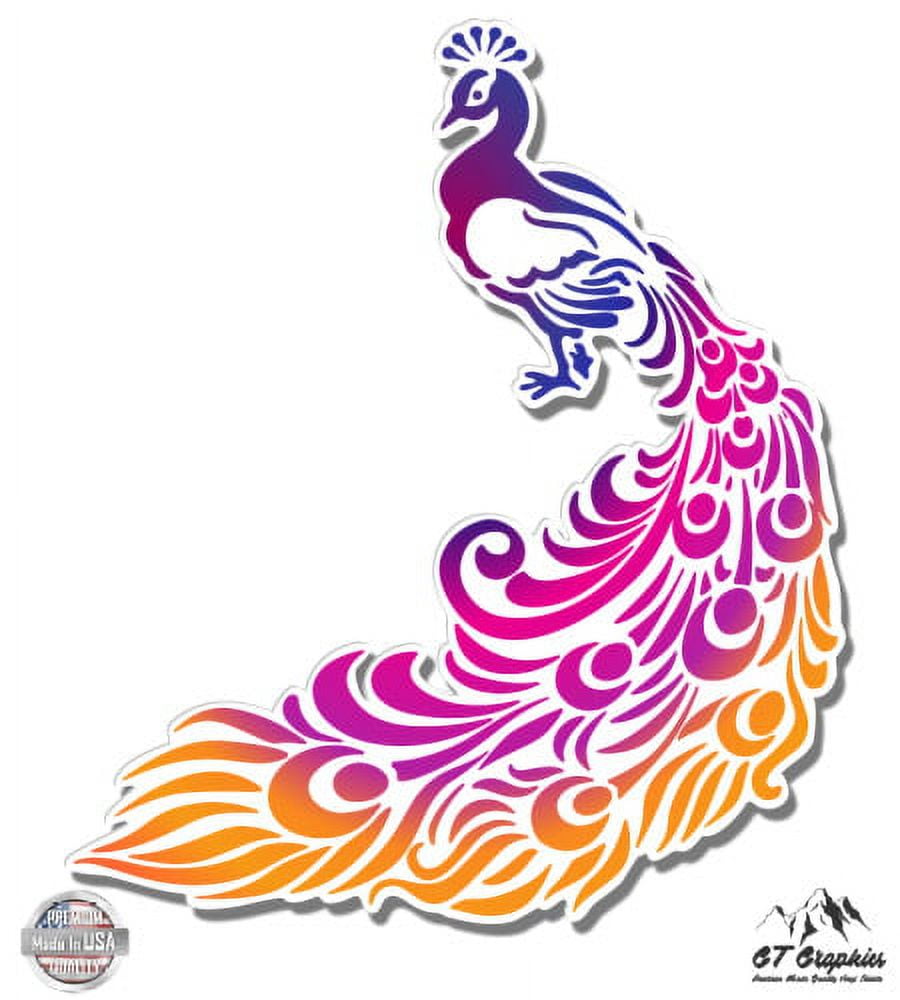 Peacock - 8" Vinyl Sticker - For Car Laptop I-Pad - Waterproof Decal ...