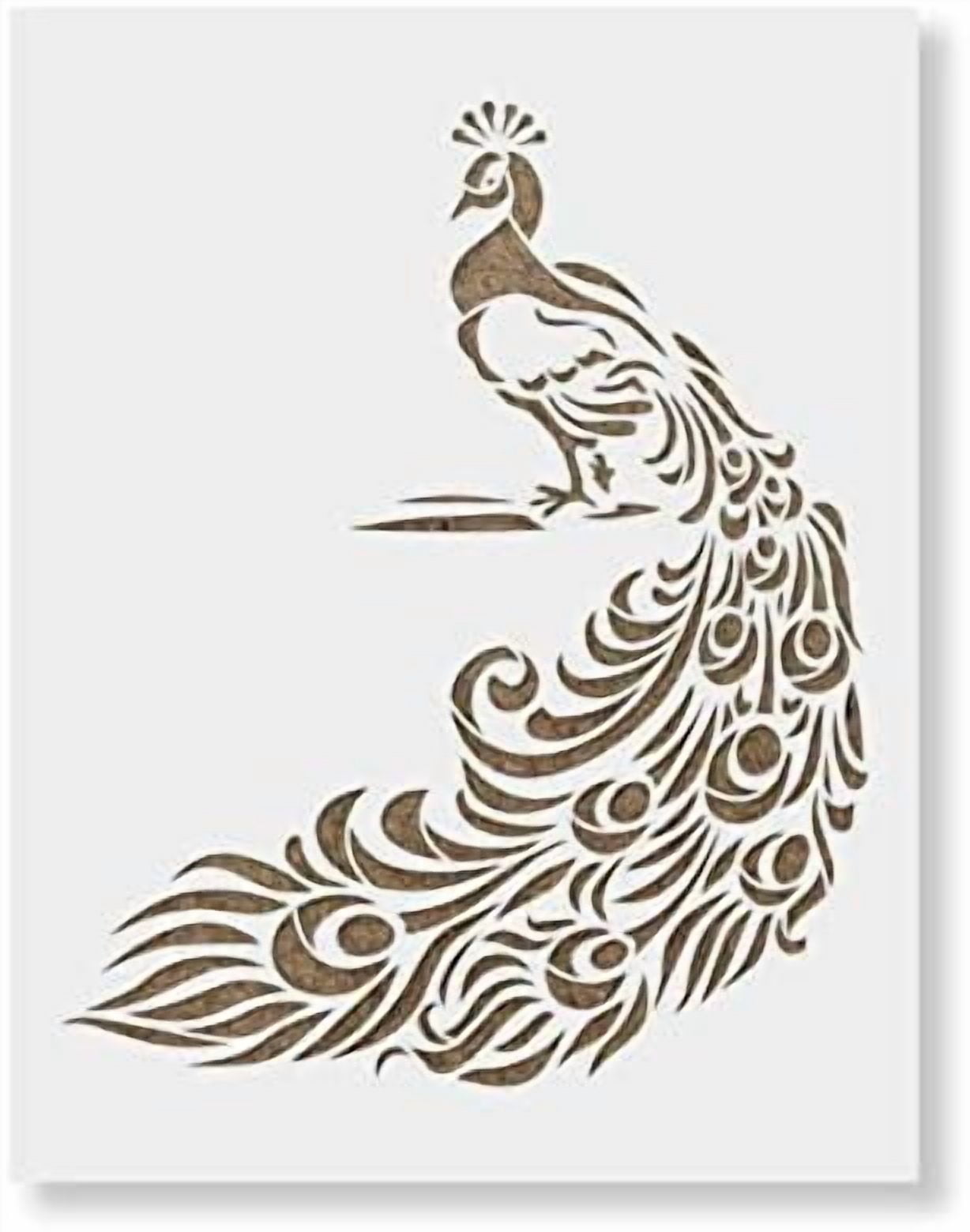 Peacock Art Stencil - Peacock Feather Design, Stencils for Creative ...