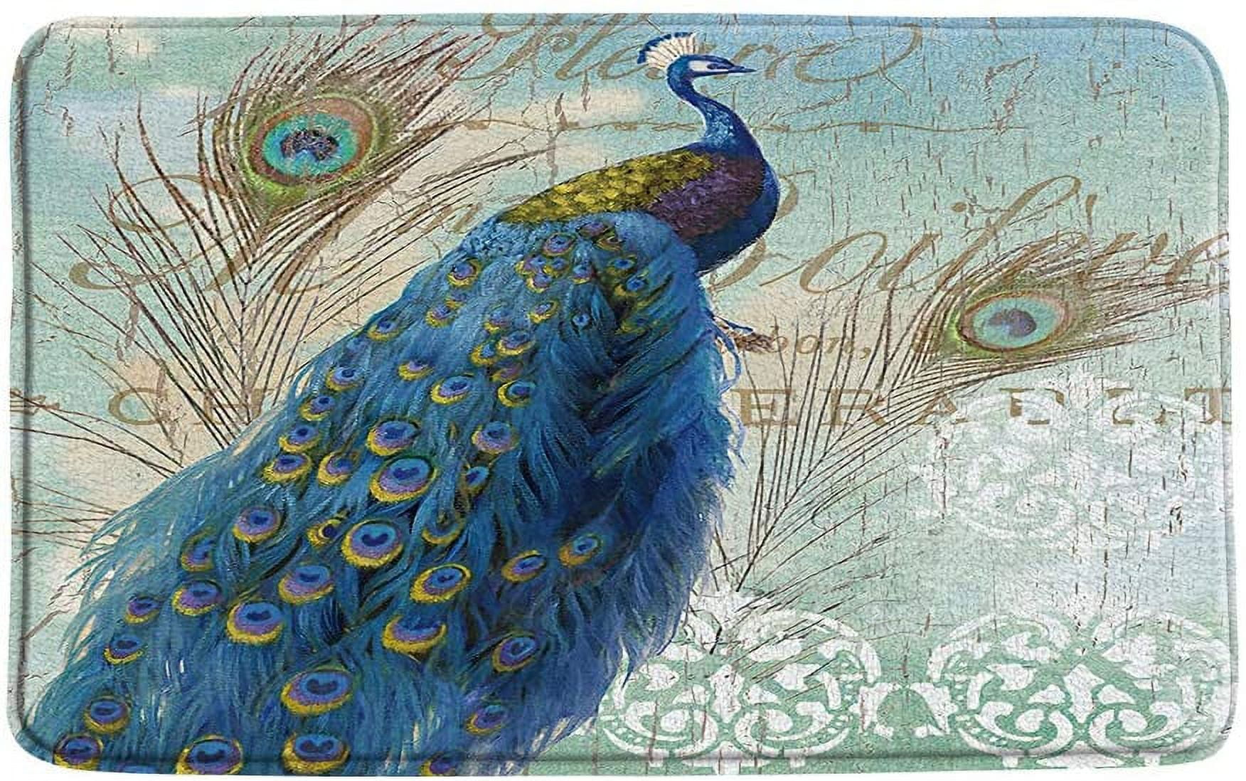 Peacock Bath Mat Beautiful Elegant Peacock Yellow Blue Peacock Feather ...