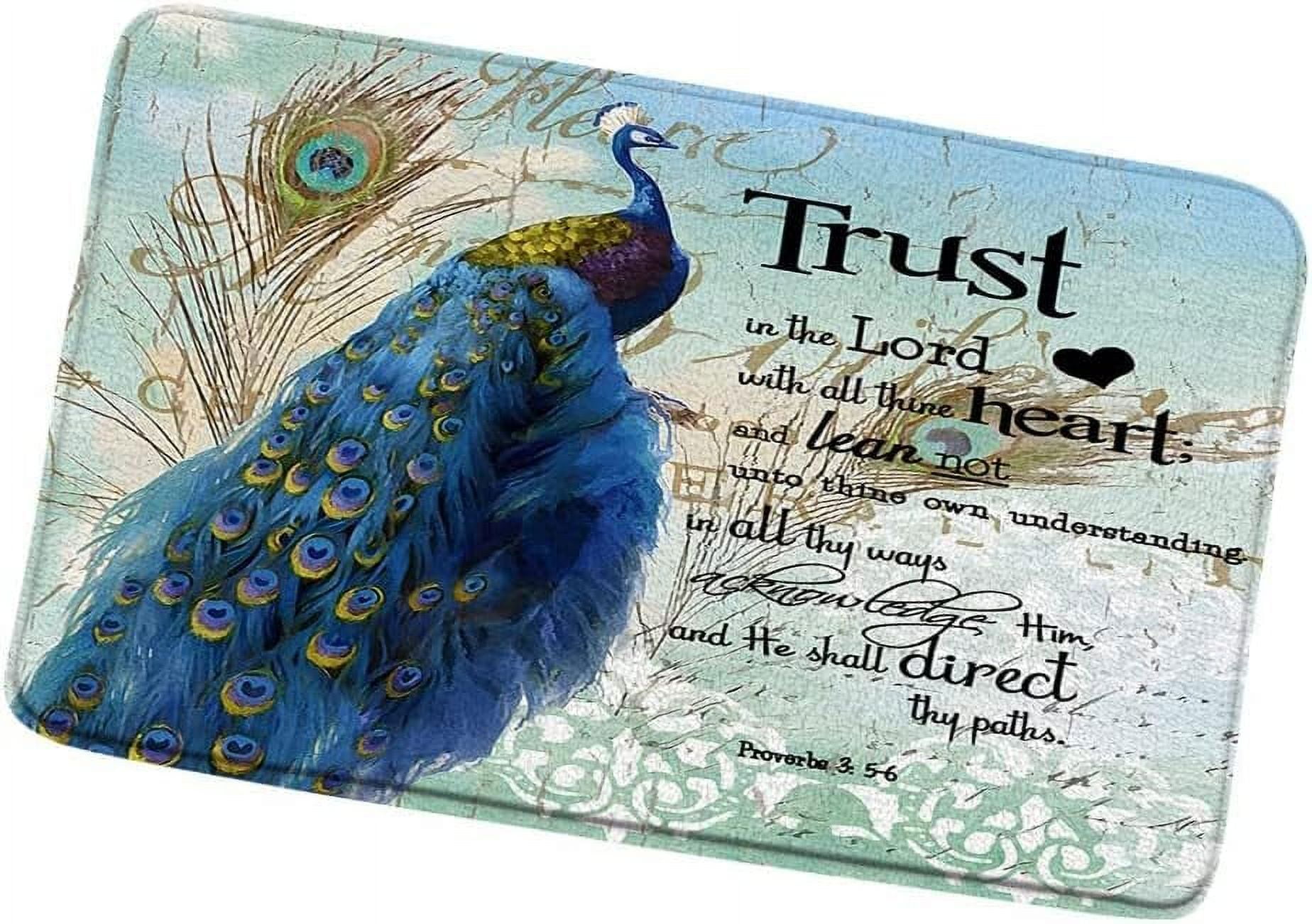 Peacock Bath Mat Inspirational Quote Motivational Word Proverb Asian ...