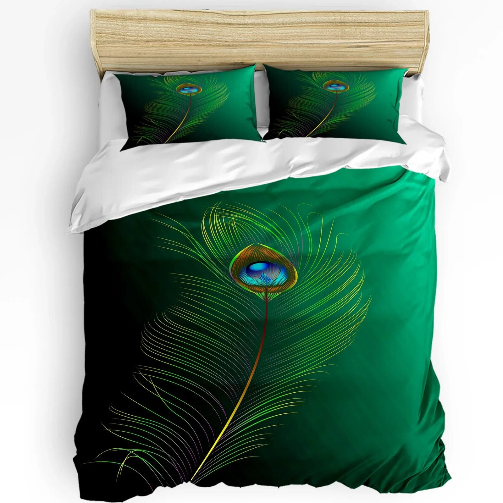 Peacock Bedding Set Comforter Duvet Cover Pillow Shams Peacock Feathers ...