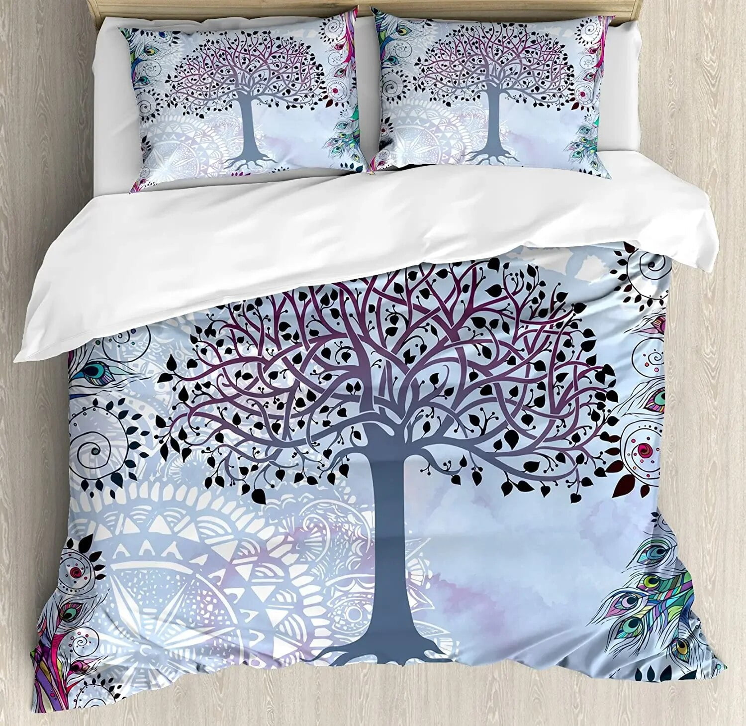Peacock Bedding Set Comforter Duvet Cover Pillow Shams Peacock Feathers ...