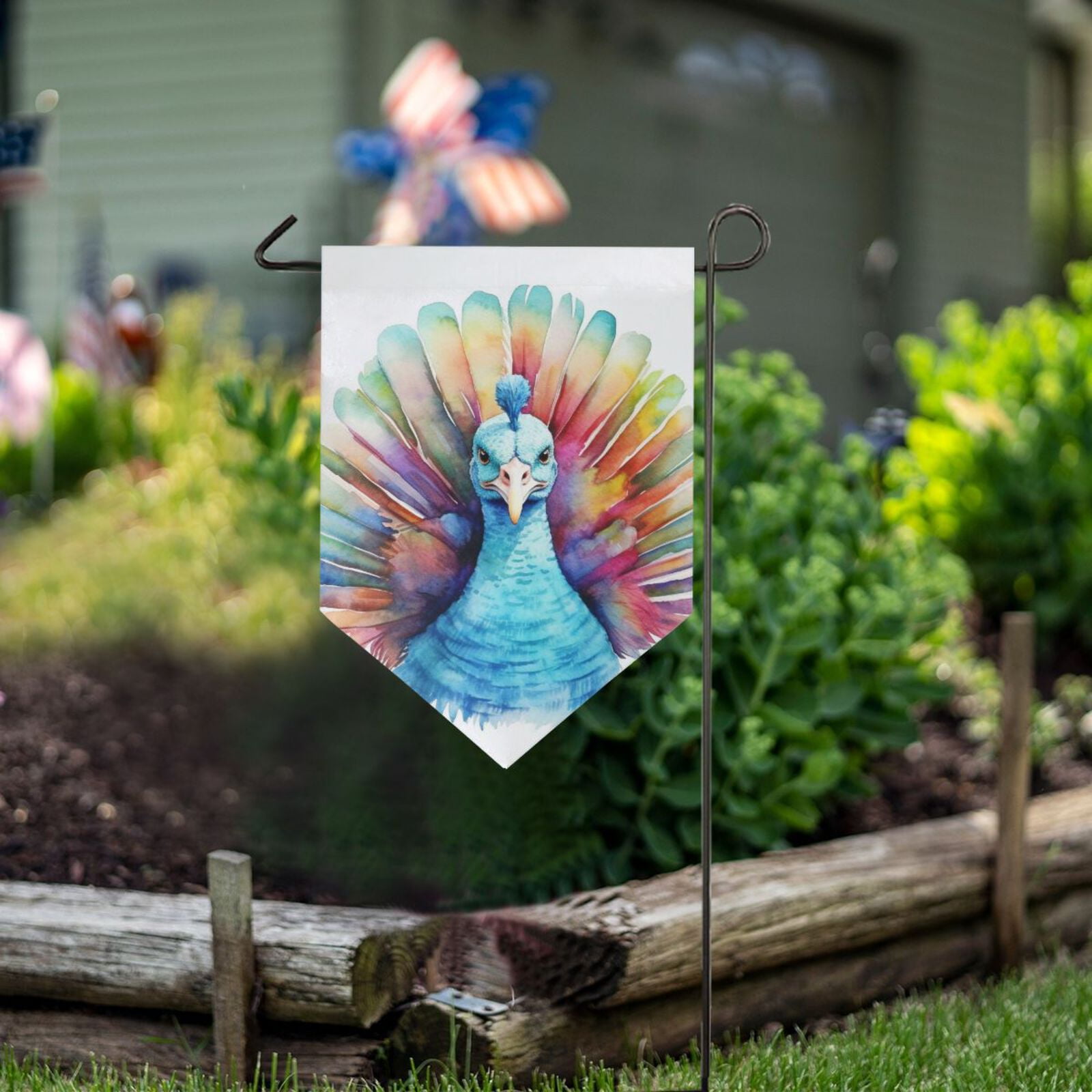 Peacock Bird Garden Flag 18" x 12.5" Double Sided Yard Lawn Outdoor ...