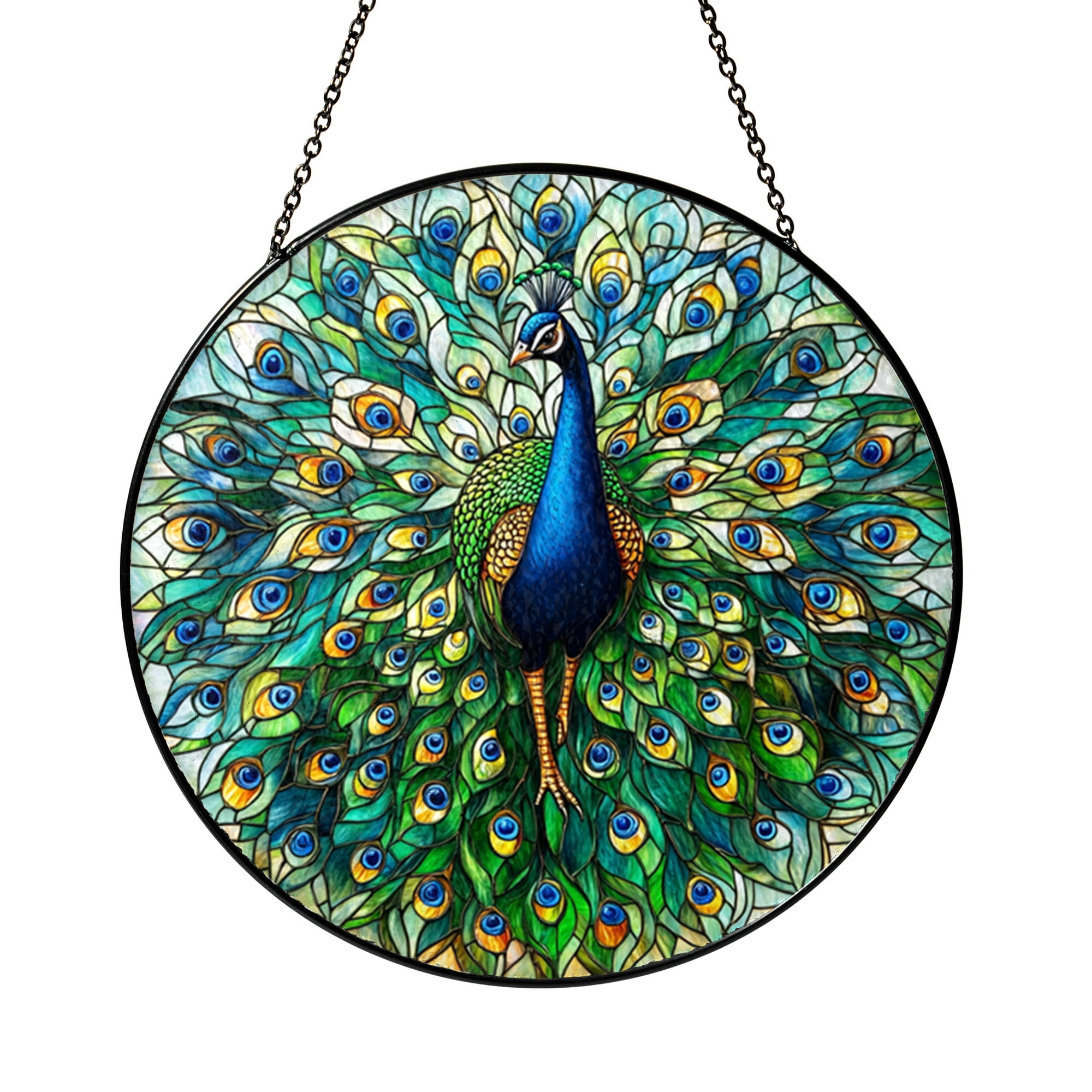 Peacock Bird Pattern Stained Glass Style Window Suncatcher Decor ...