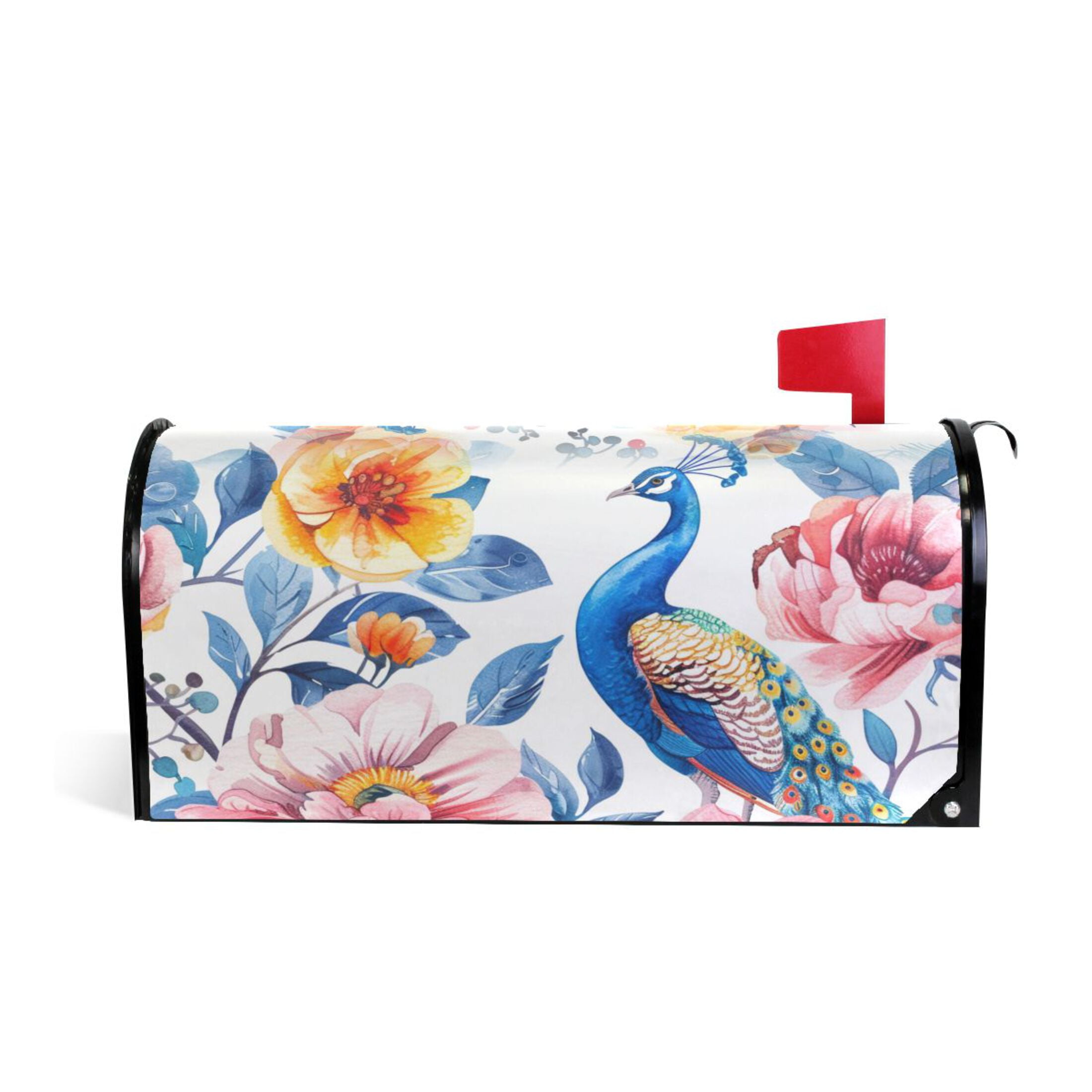 Peacock Bird and Beautiful Flowers Mailbox Covers Magnetic Post Box ...