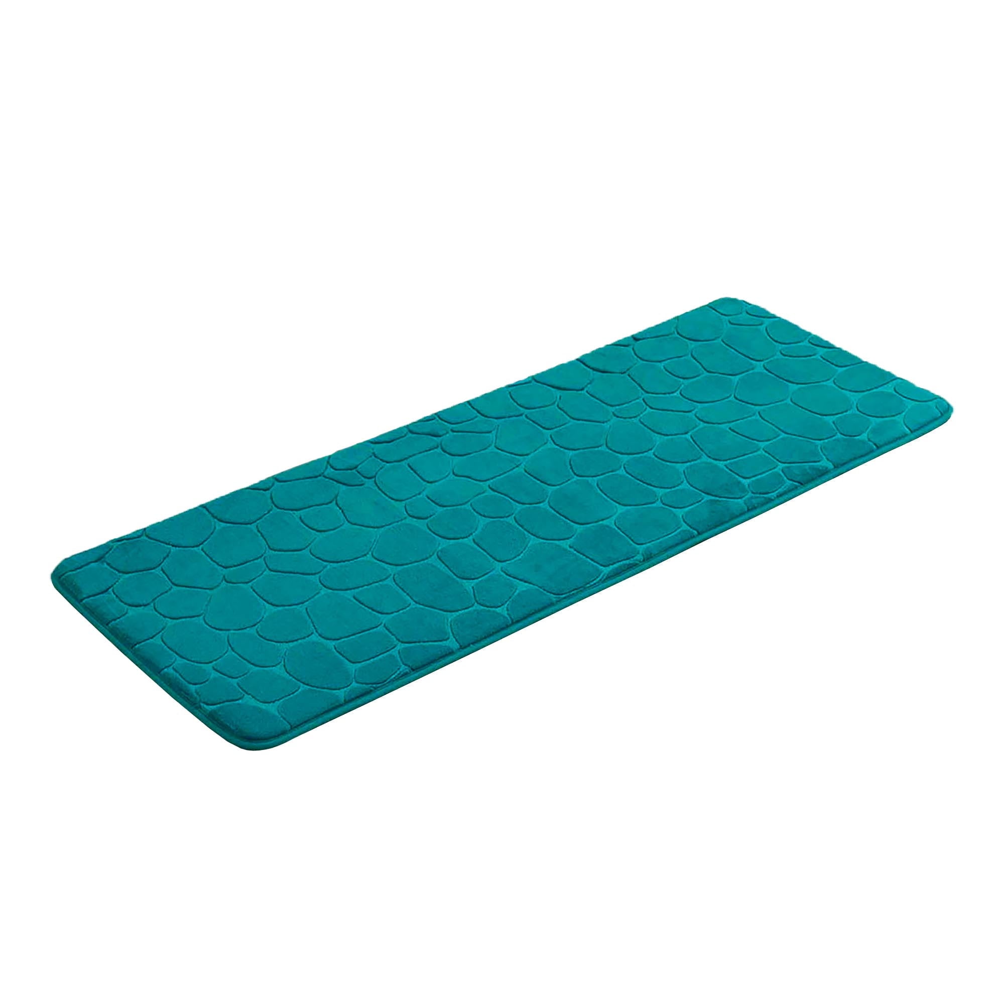 Peacock Blue Bath Rug Runner Mat Memory Foam 3D Pebble 48"L x 18"W ...