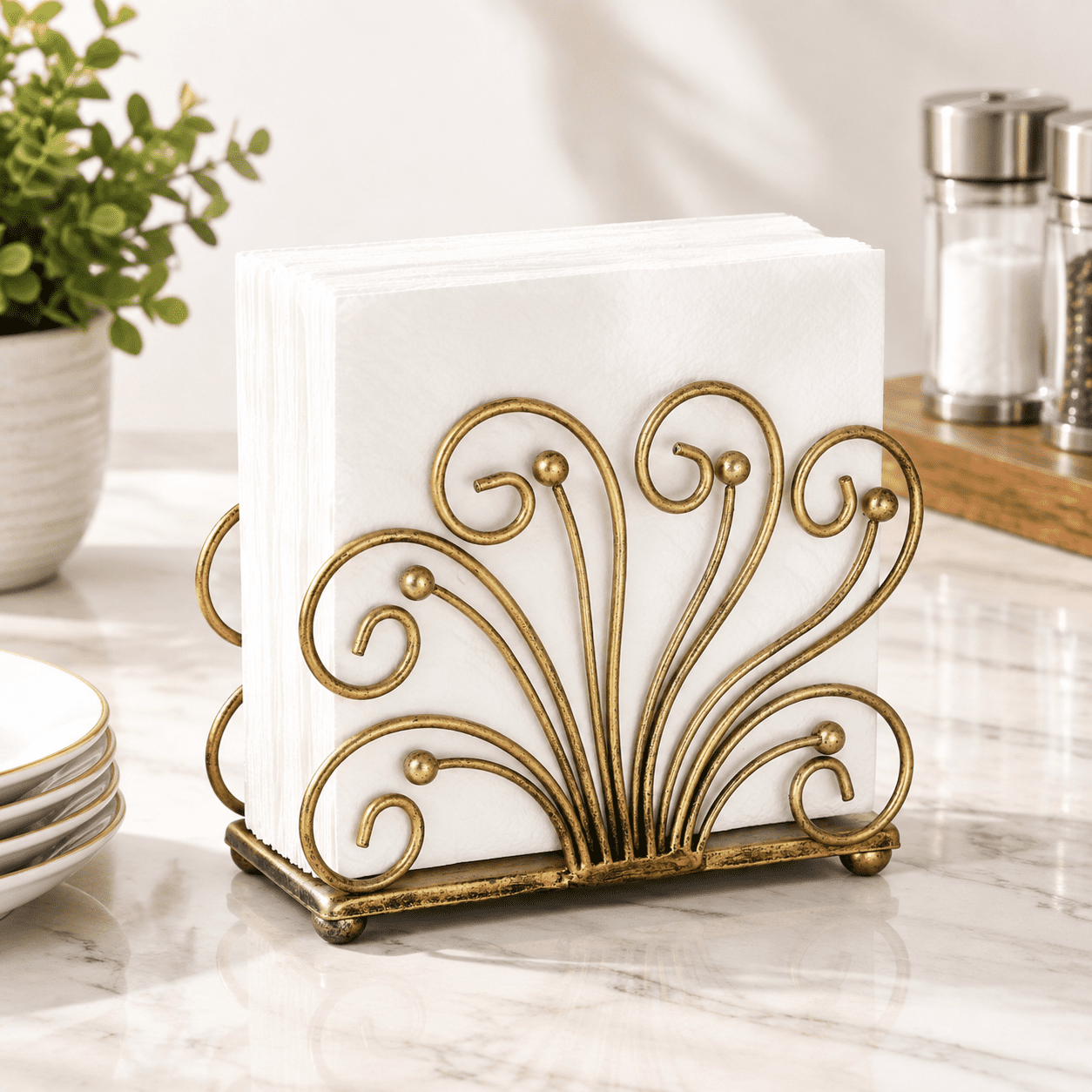 Peacock Bronze Metal Upright Decorative Napkin Holder for Home Kitchen ...