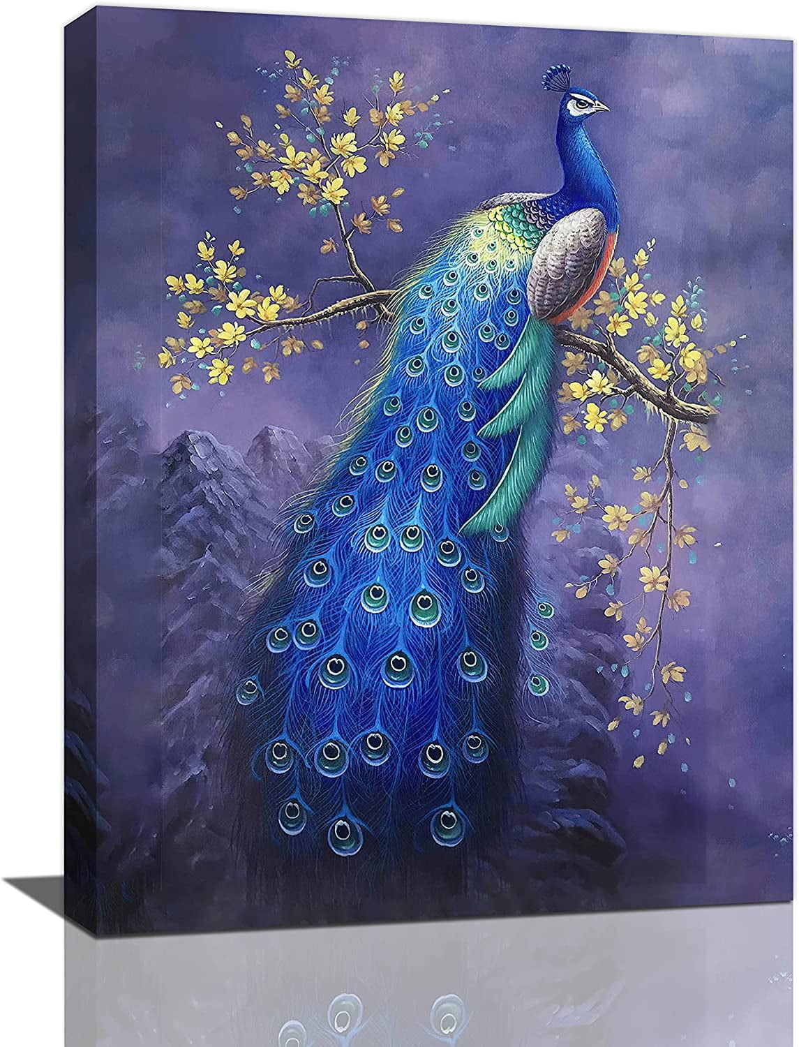 Peacock Canvas Wall Art Peacock Picture Wall Decor Purple Peacock Oil ...