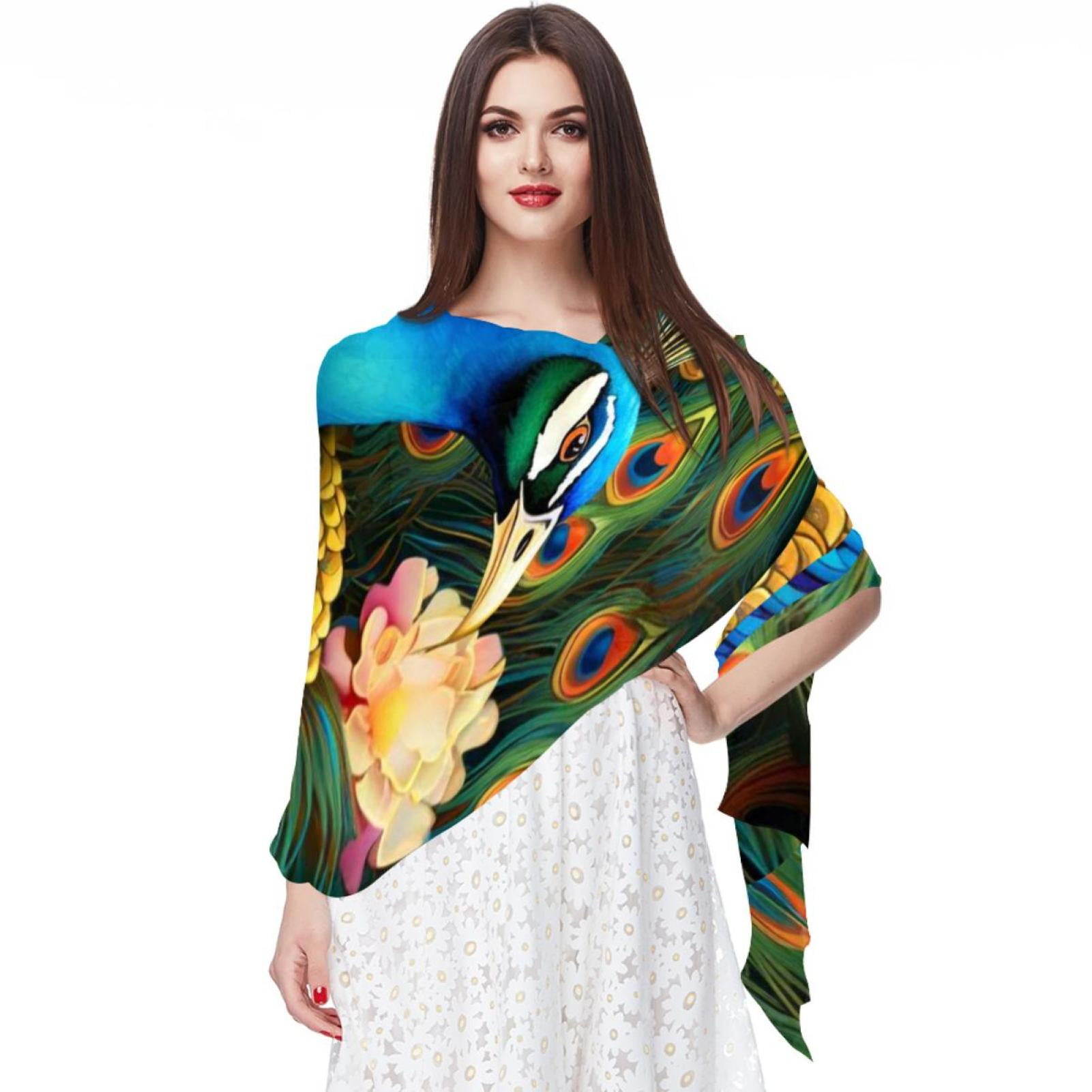 Peacock Chic Translucent Chiffon Hair Scarf Light Breathable 180*73 (70 ...