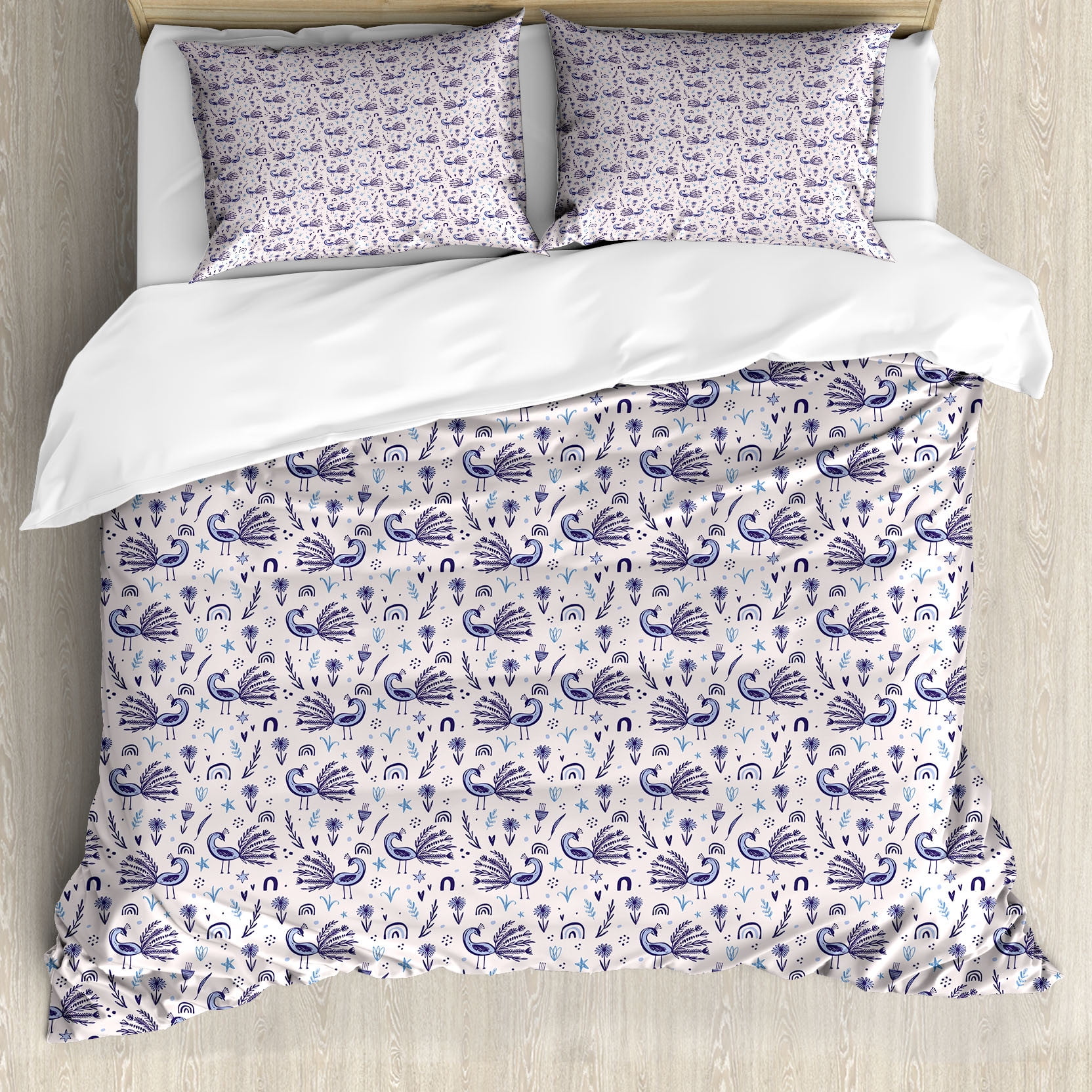Peacock Christmas Duvet Cover Set, Simplistic Design Abstract Pattern ...
