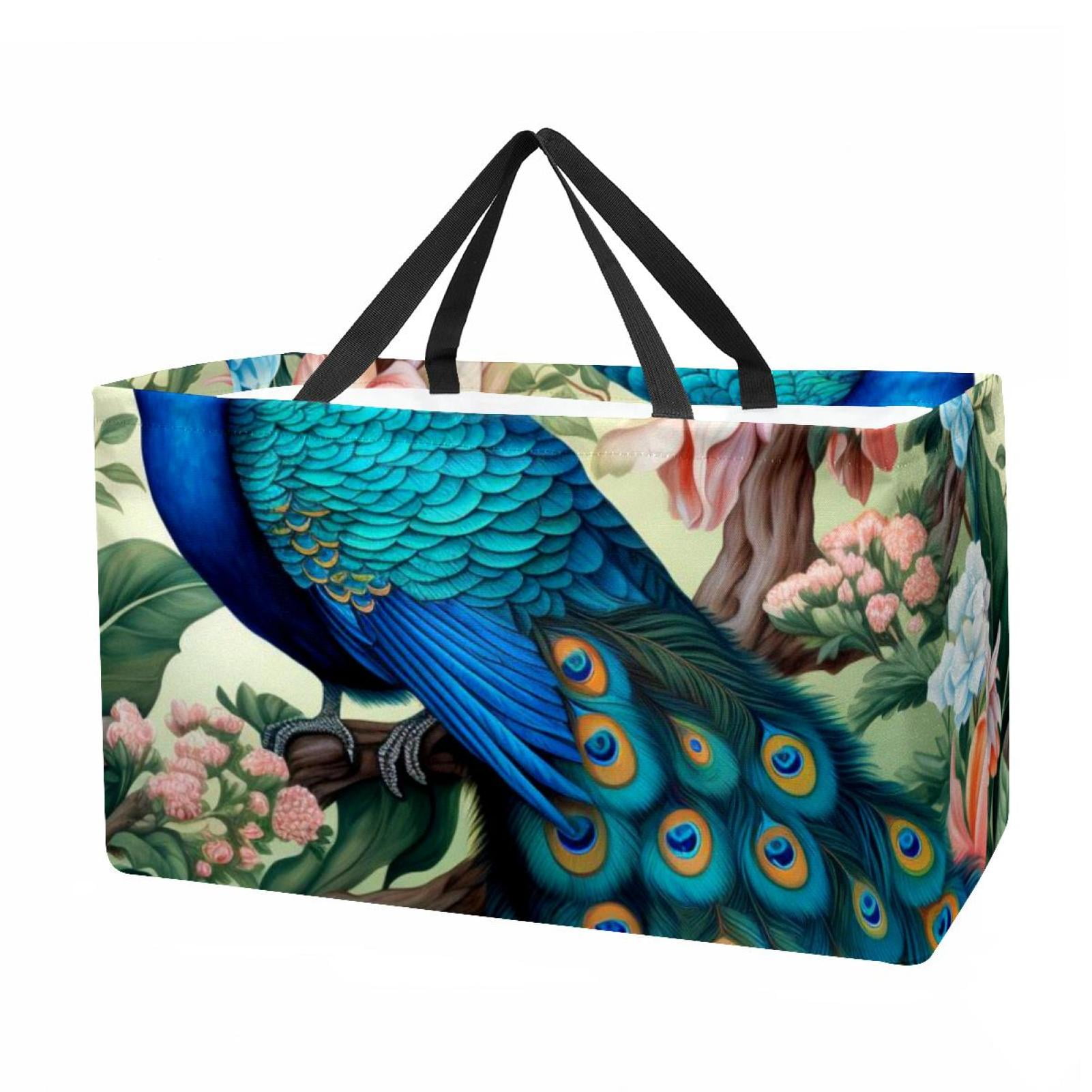 Peacock Collapsible Oxford Cloth Tote Bag: Reusable, Foldable, and ...
