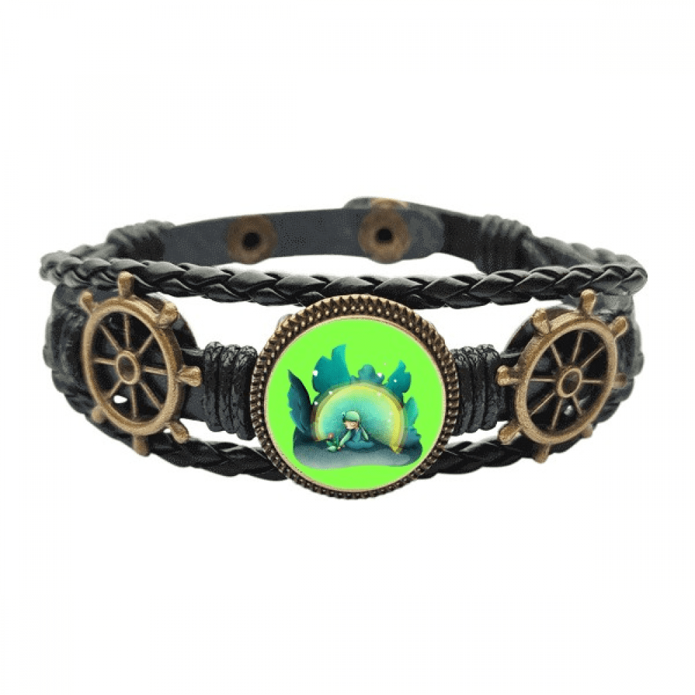 Peacock Demon Painting Leather Braided Ocean Bracelet Wristband ...