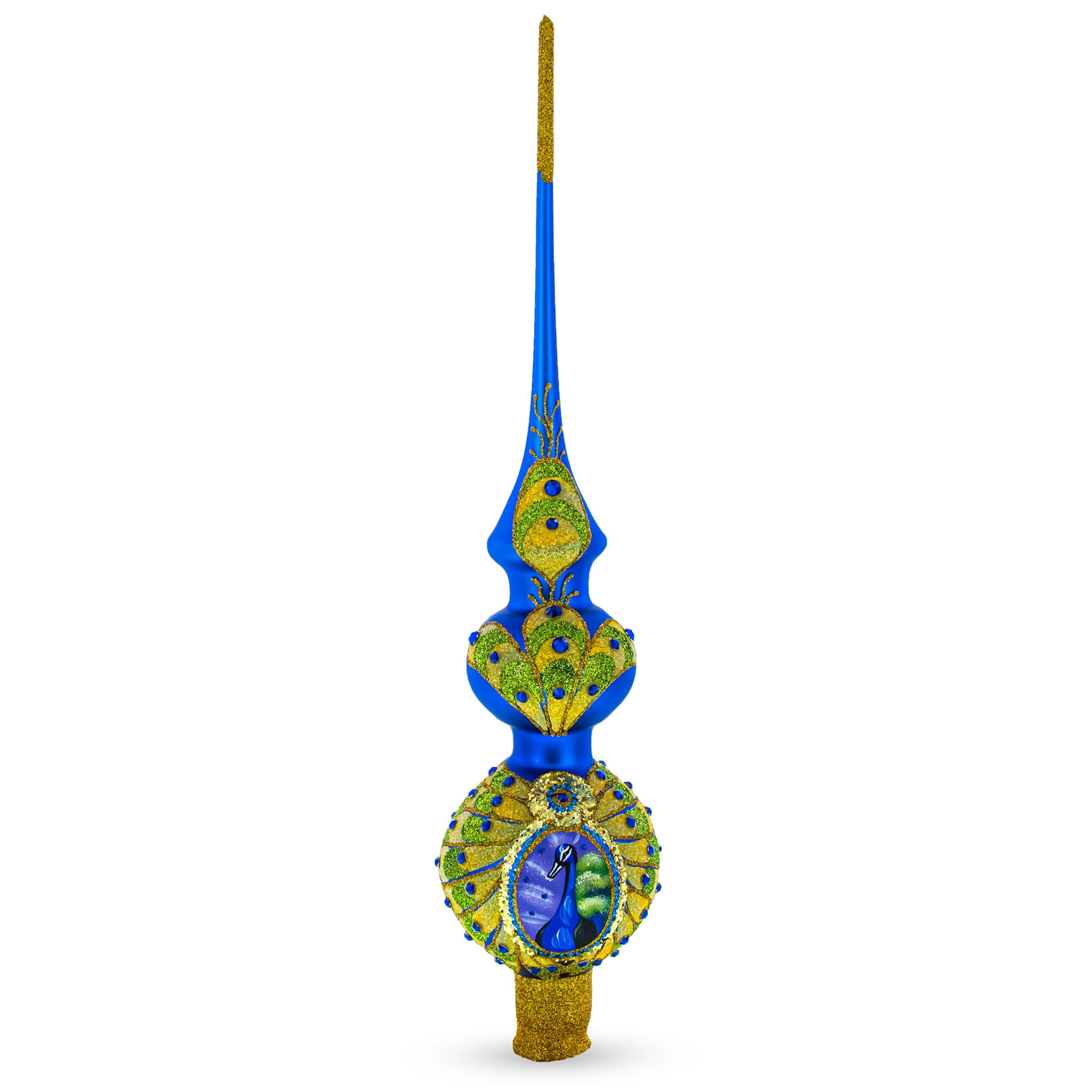 Peacock Double Ball Glass Christmas Tree Topper 16 Inches - Walmart.com