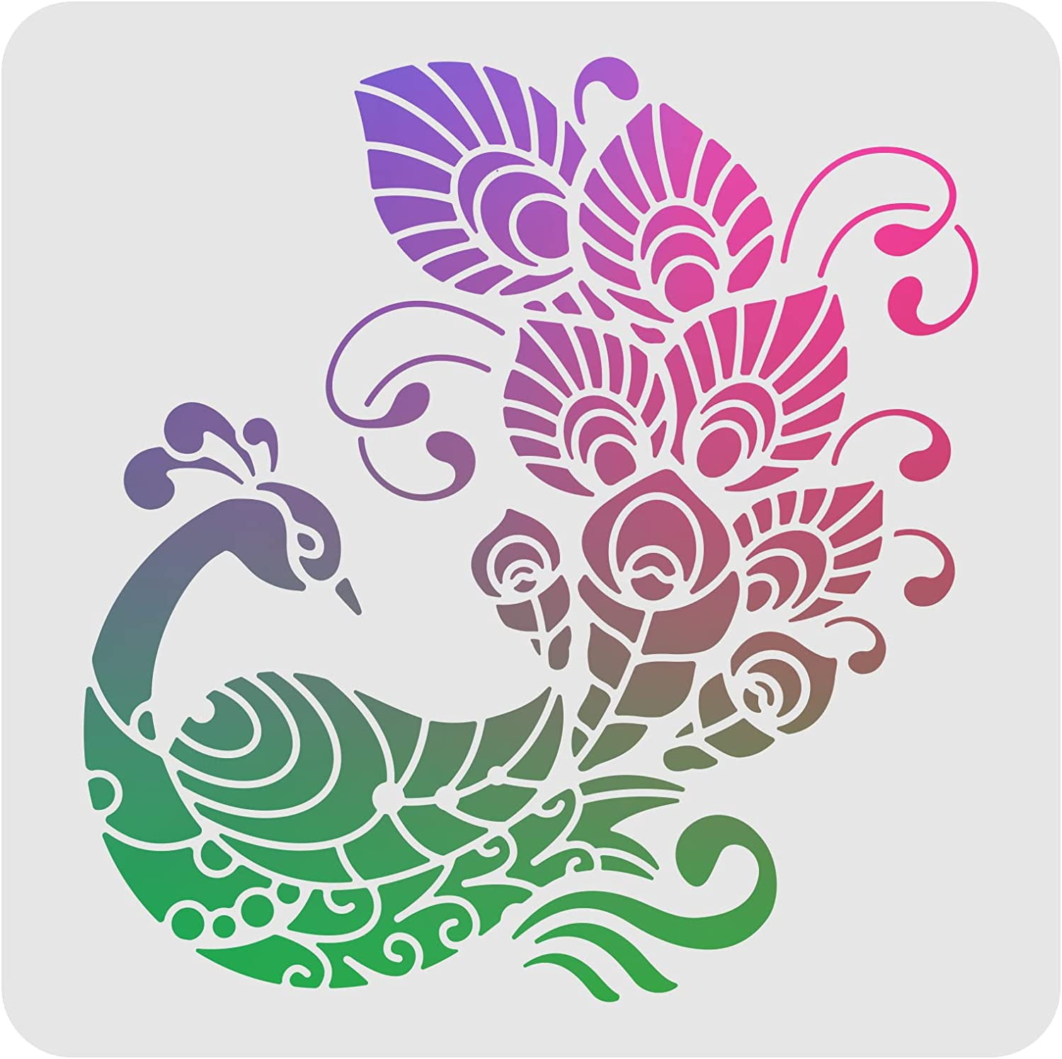 Peacock Drawing Painting Stencils Template 11.8x11.8inch Plastic ...