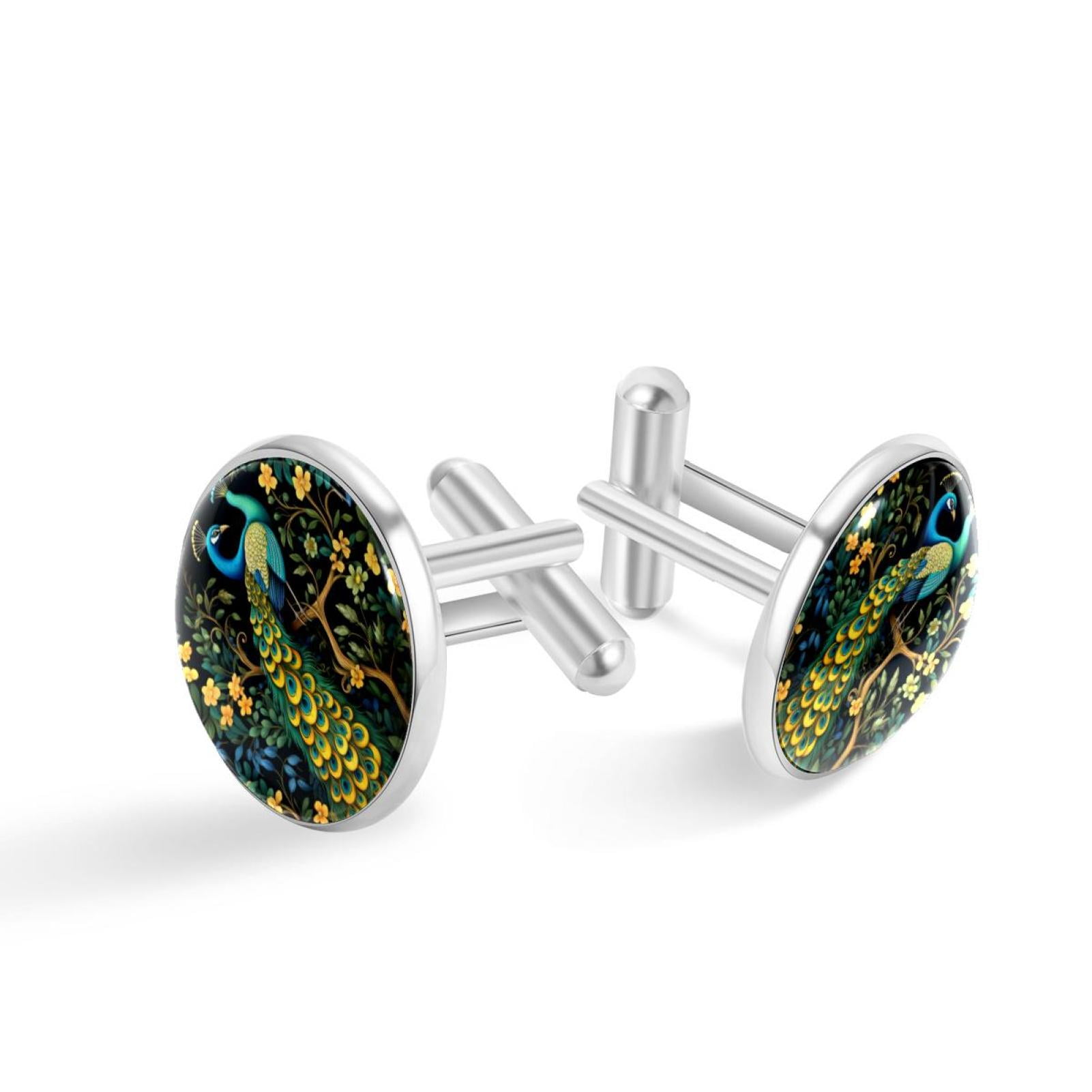 Peacock Elegant Men's Stainless Steel Cufflinks Set for Formal Attire ...