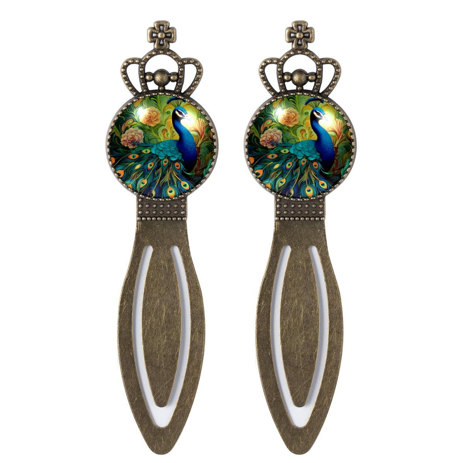 Peacock Elegant Vintage Copper Crown-Shaped Bookmarks - Set of 2 ...